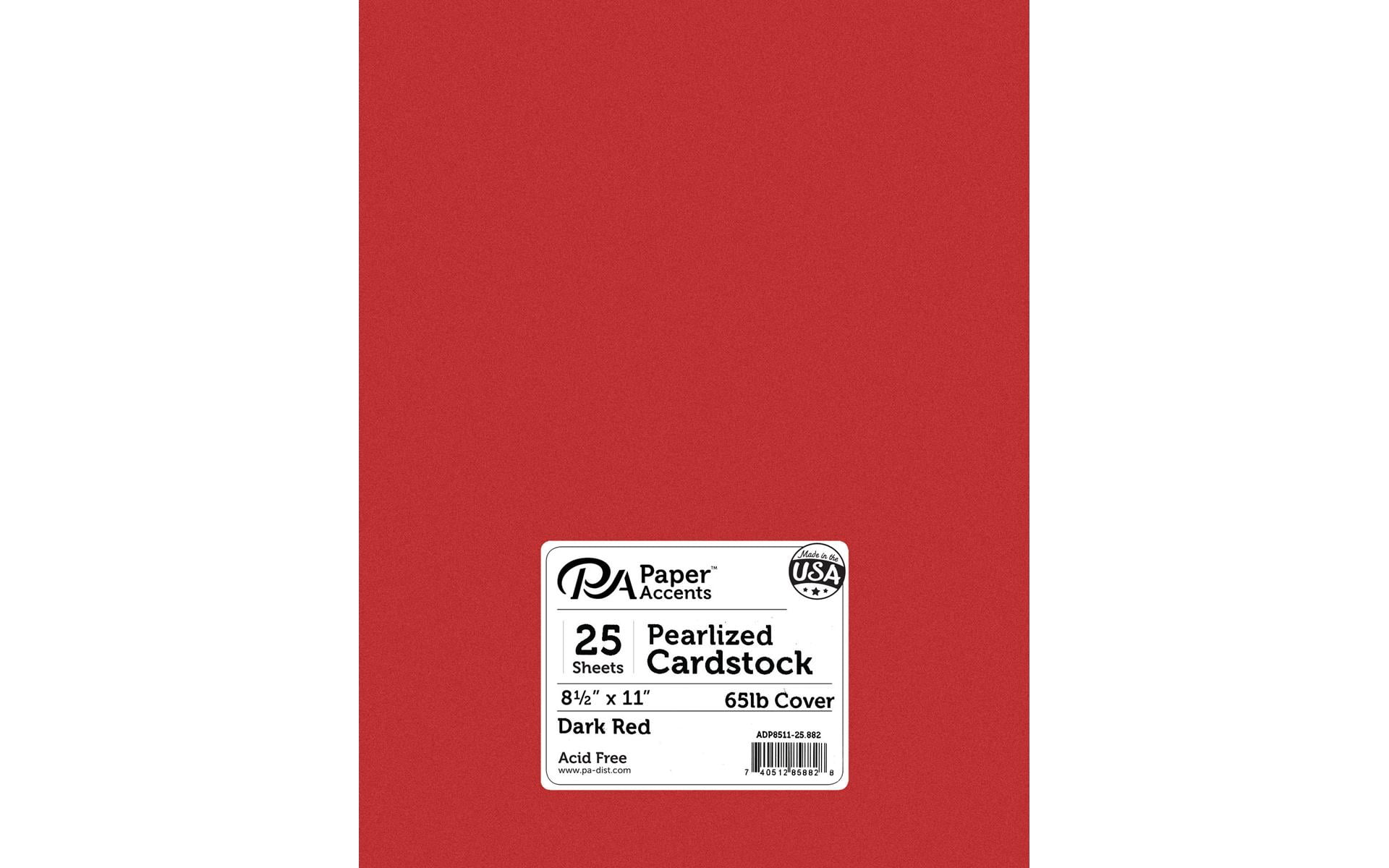 PA Paper Accents Pearlized Cardstock 8.5" x 11" Dark Red, 65lb colored ...