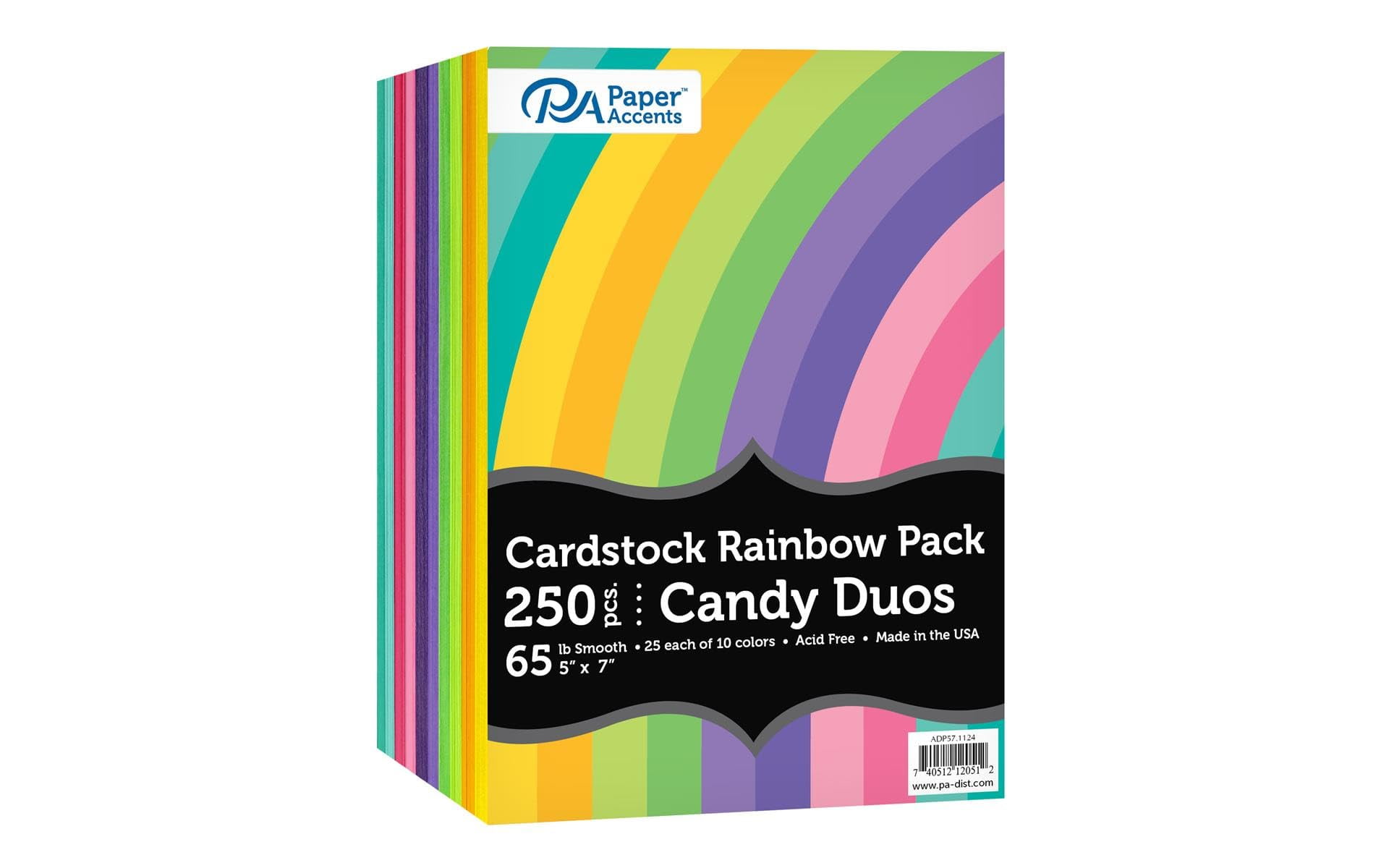 PA Paper Accents Rainbow SSF20 Variety Pack Cardstock 5" x 7" Candy Duo ...