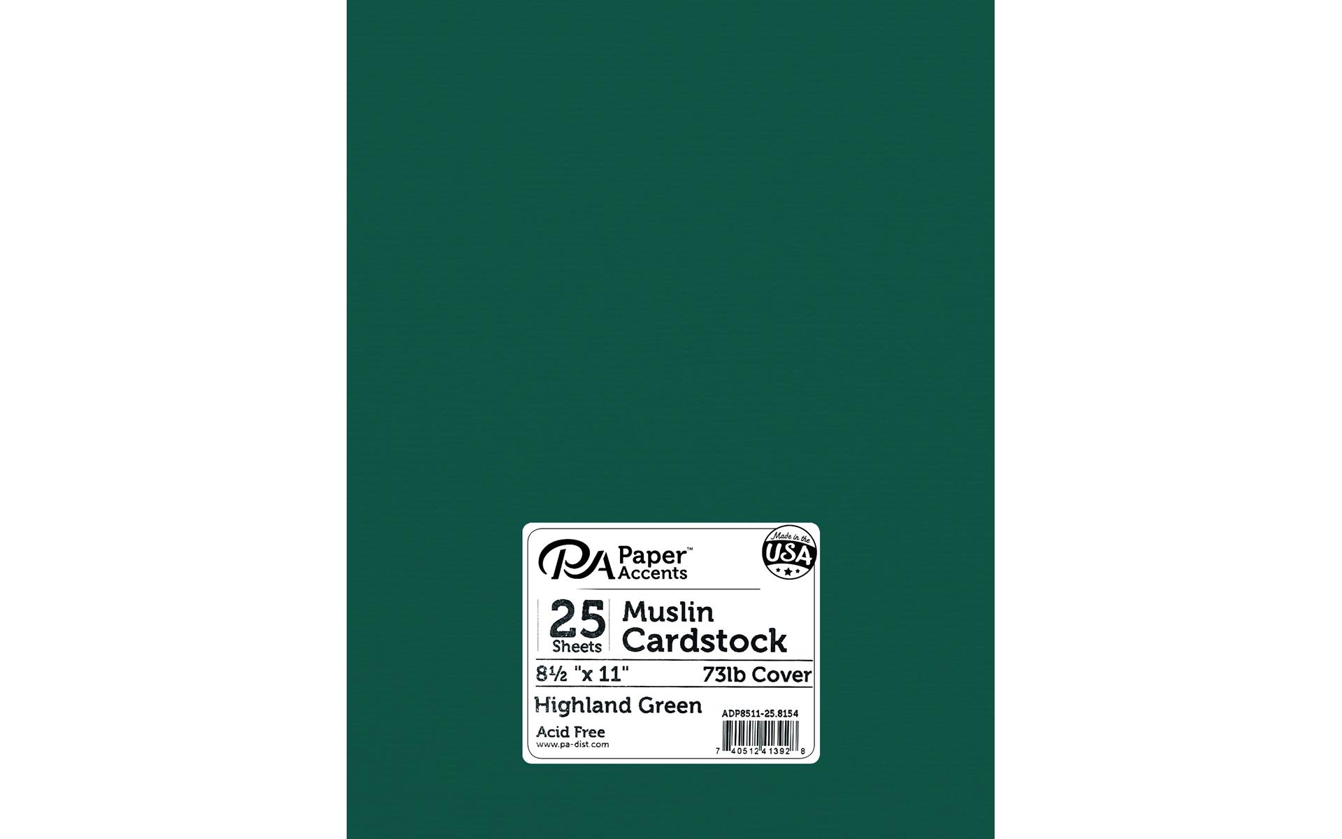 PA Paper Accents Textured Cardstock 8.5" x 11" Highland Green, 73lb ...