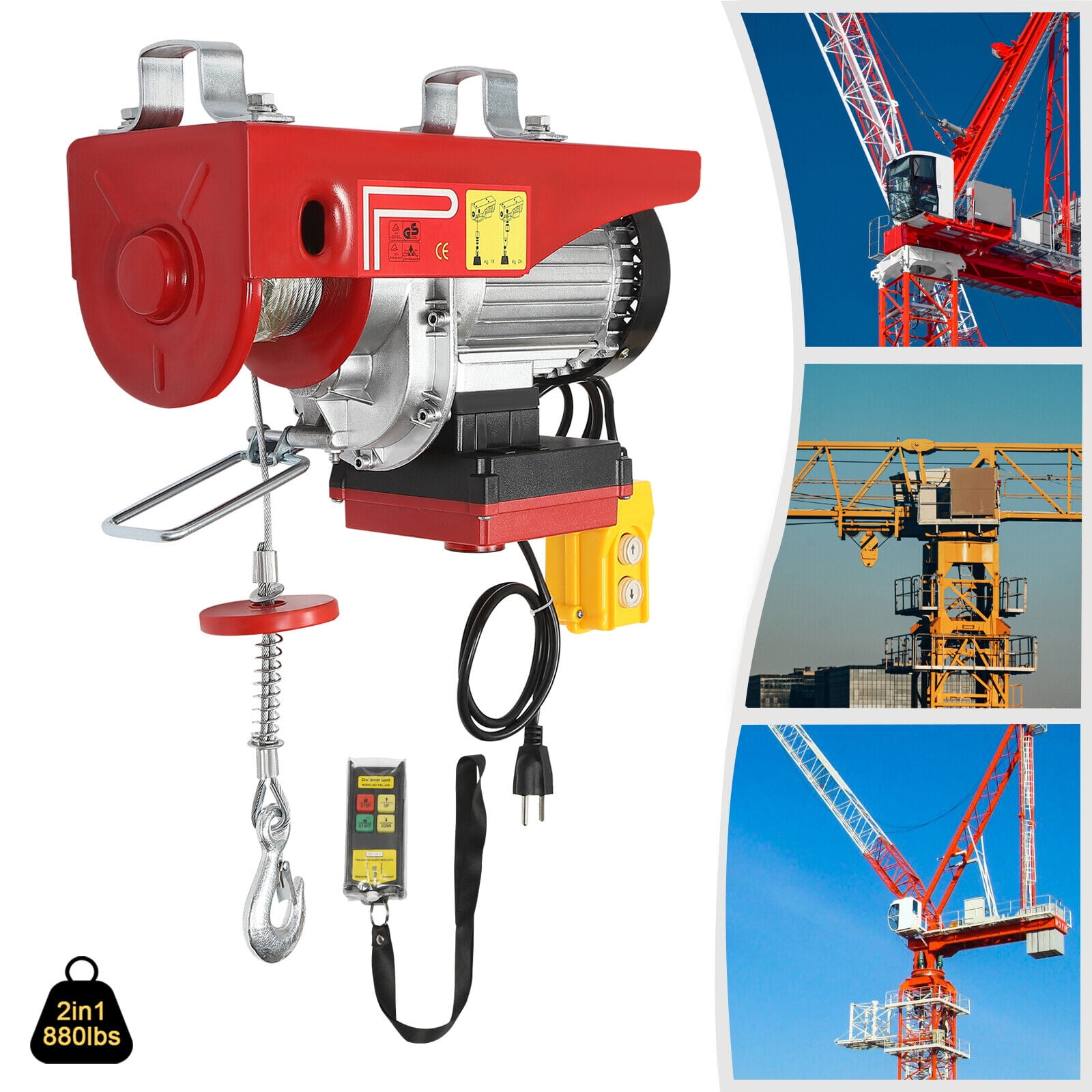 PA400 Electric Wire Hoist Winch 880Lbs Engine Crane Lift W/Remote ...
