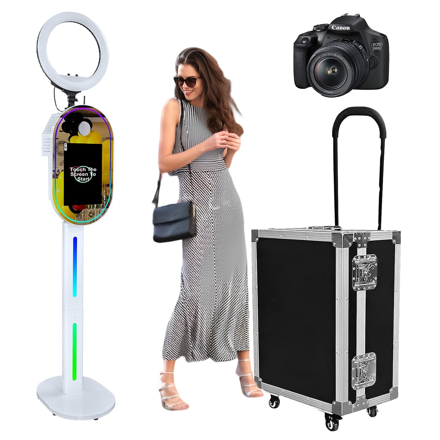 PAAFNN 15.6inch Portable Mirror Photo Booth with Ring Light Selfie ...
