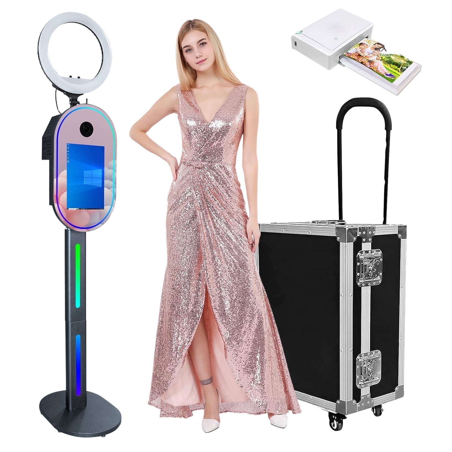 PAAFNN 15.6'' Mirror Photo Booth with Ring Light Selfie Photobooth ...