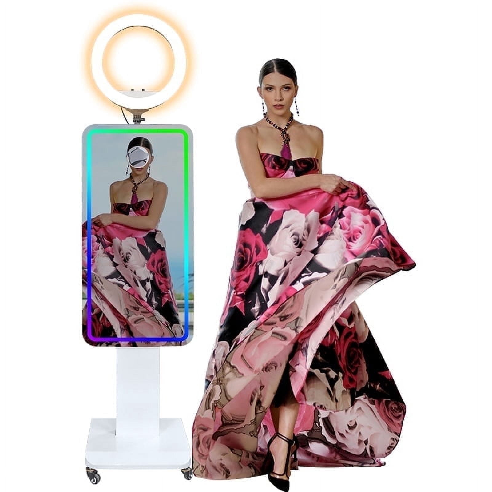PAAFNN 21.5 Inch Portable Stand Selfie Photobooth Machine with Flight ...