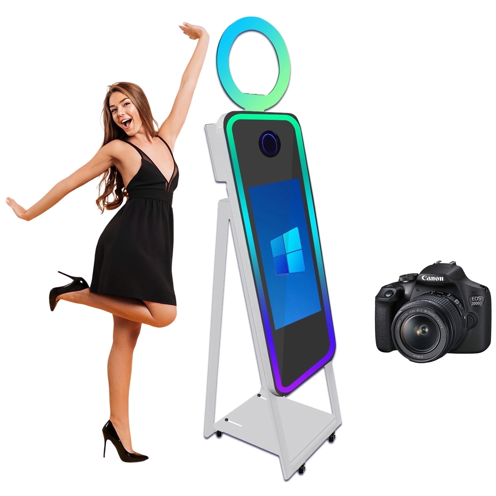 PAAFNN Party Event Wedding 40" Magic Mirror Photo Booth with 21.5" Touch Screen Selfie Machine ...