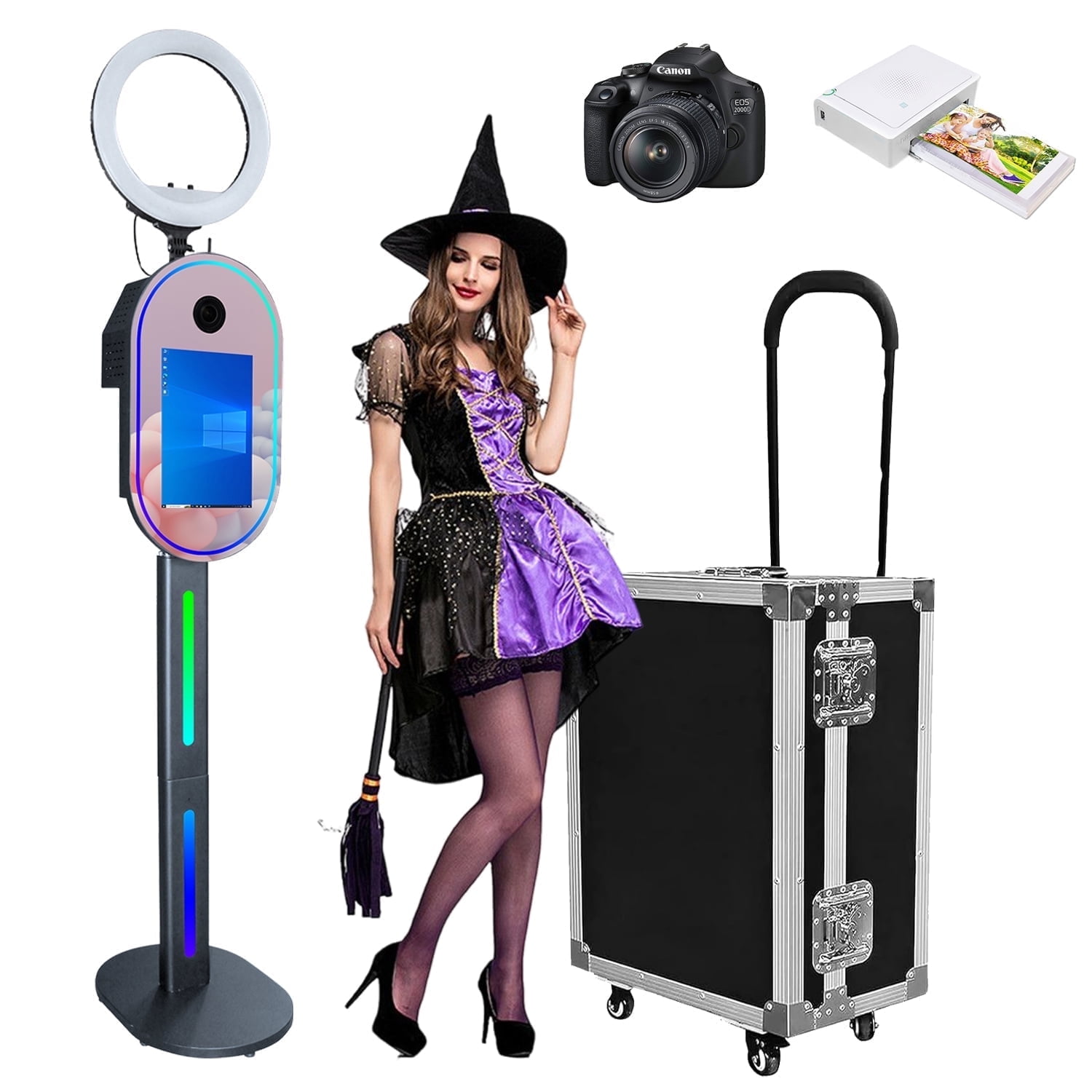 PAAFNN 15.6inch Portable Mirror Photo Booth with Ring Light Selfie ...