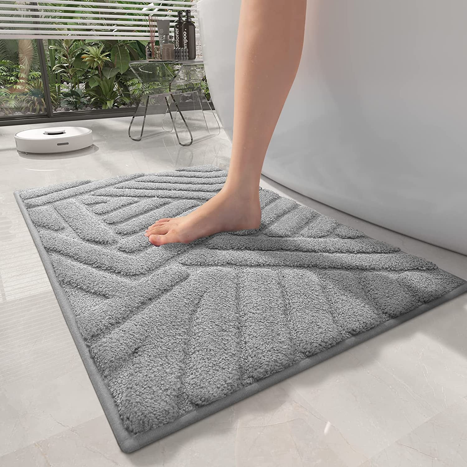 "PABUBE Non-Slip Bathroom Rug, Soft Absorbent Shower Floor Mat, Machine ...