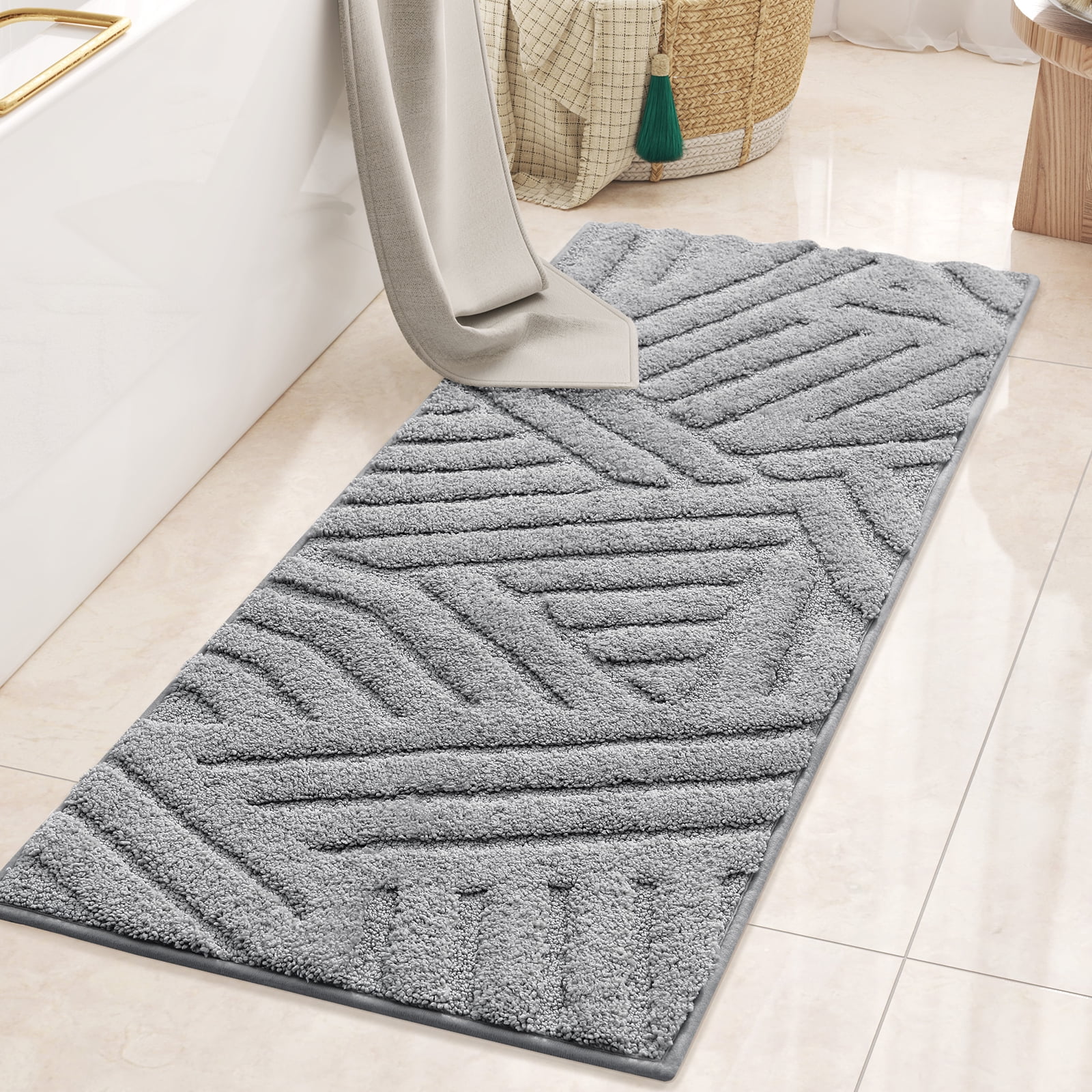 "PABUBE Thick Non-Slip Bathroom Rug, Soft Absorbent Shag Bath Mat for ...