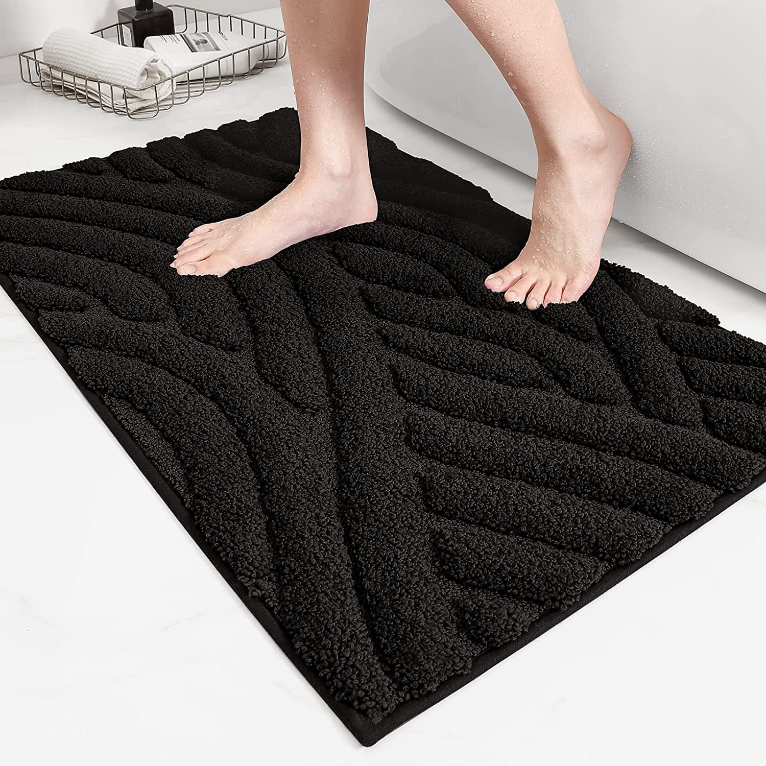PABUBE Non-Slip Skid Resistant Quick Dry Bathroom Rug, Soft Absorbent ...