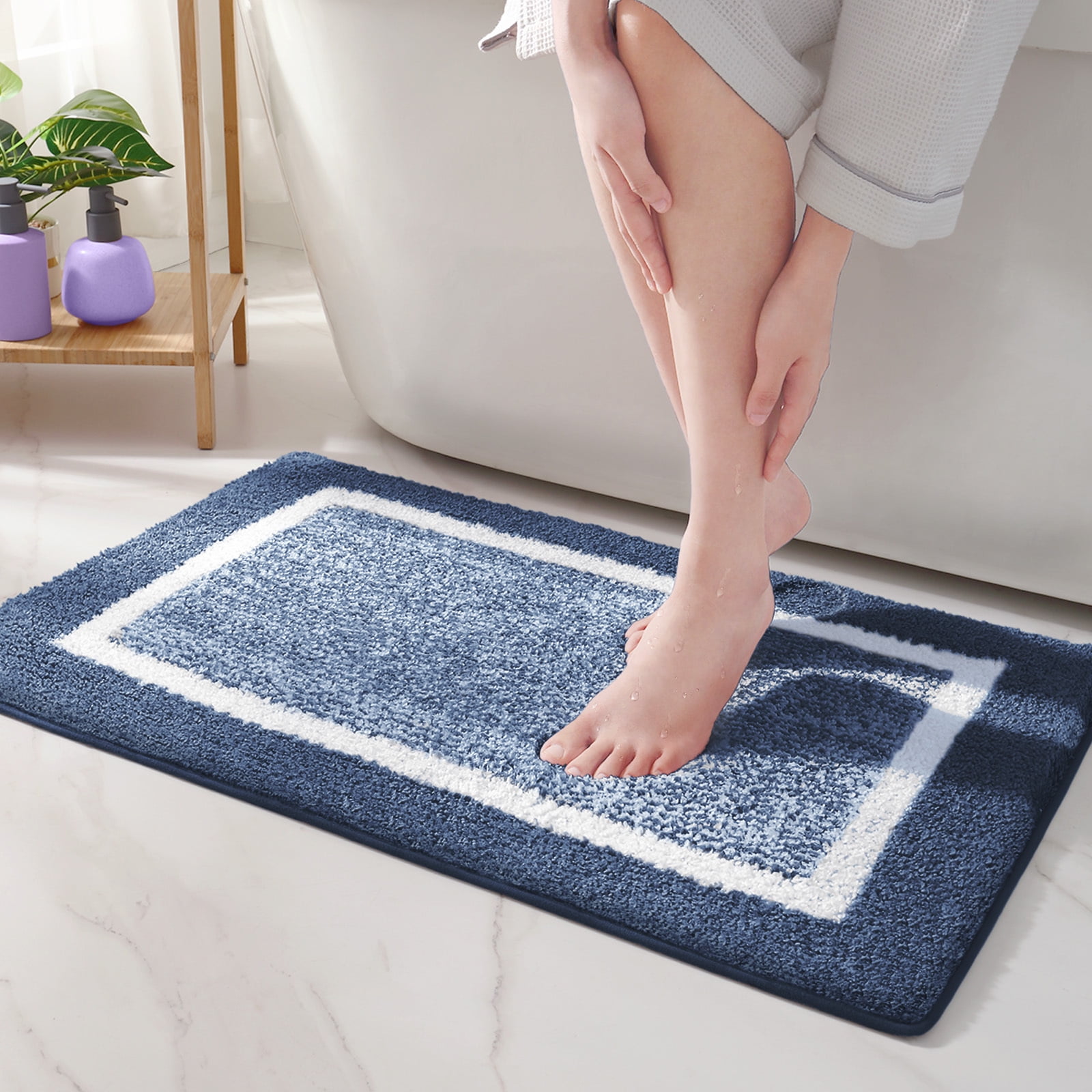 "PABUBE Non-Slip Bathroom Rug, Soft Absorbent Bath Mat, Microfiber Shag ...
