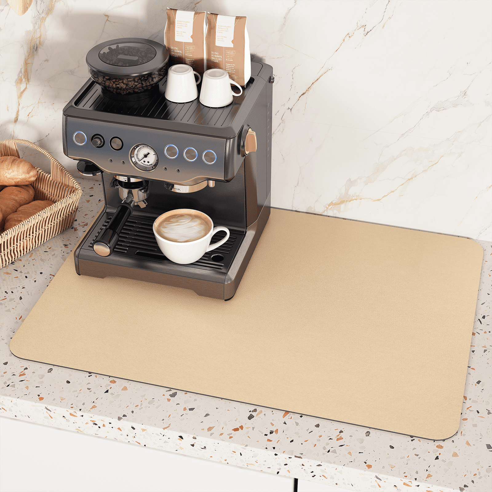 PABUBE Dish Drying Mats for Kitchen, Coffee Mat Super Absorbent Easy ...
