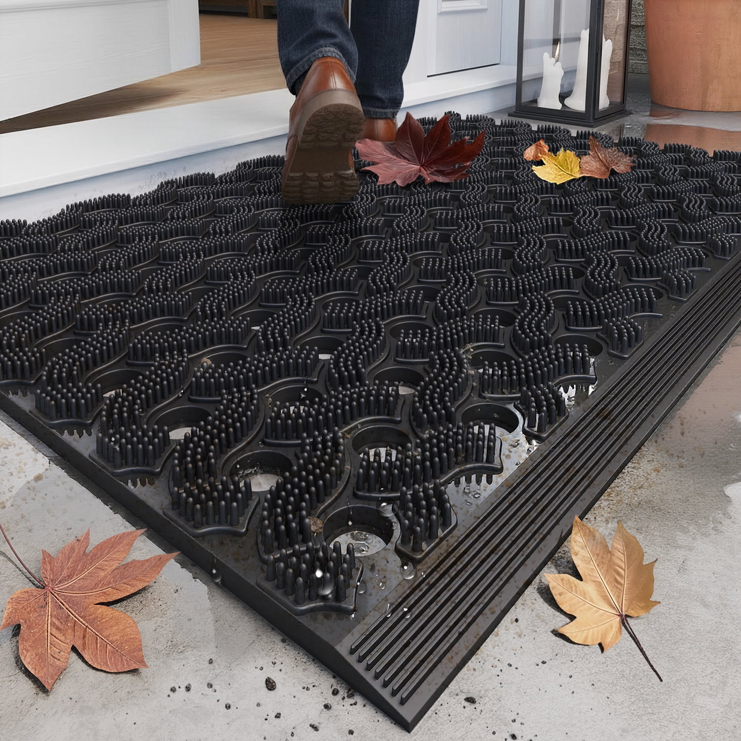 PABUBE Outdoor Doormat ,Durable Interlocking Welcome Mat, Dirt Trapper ...