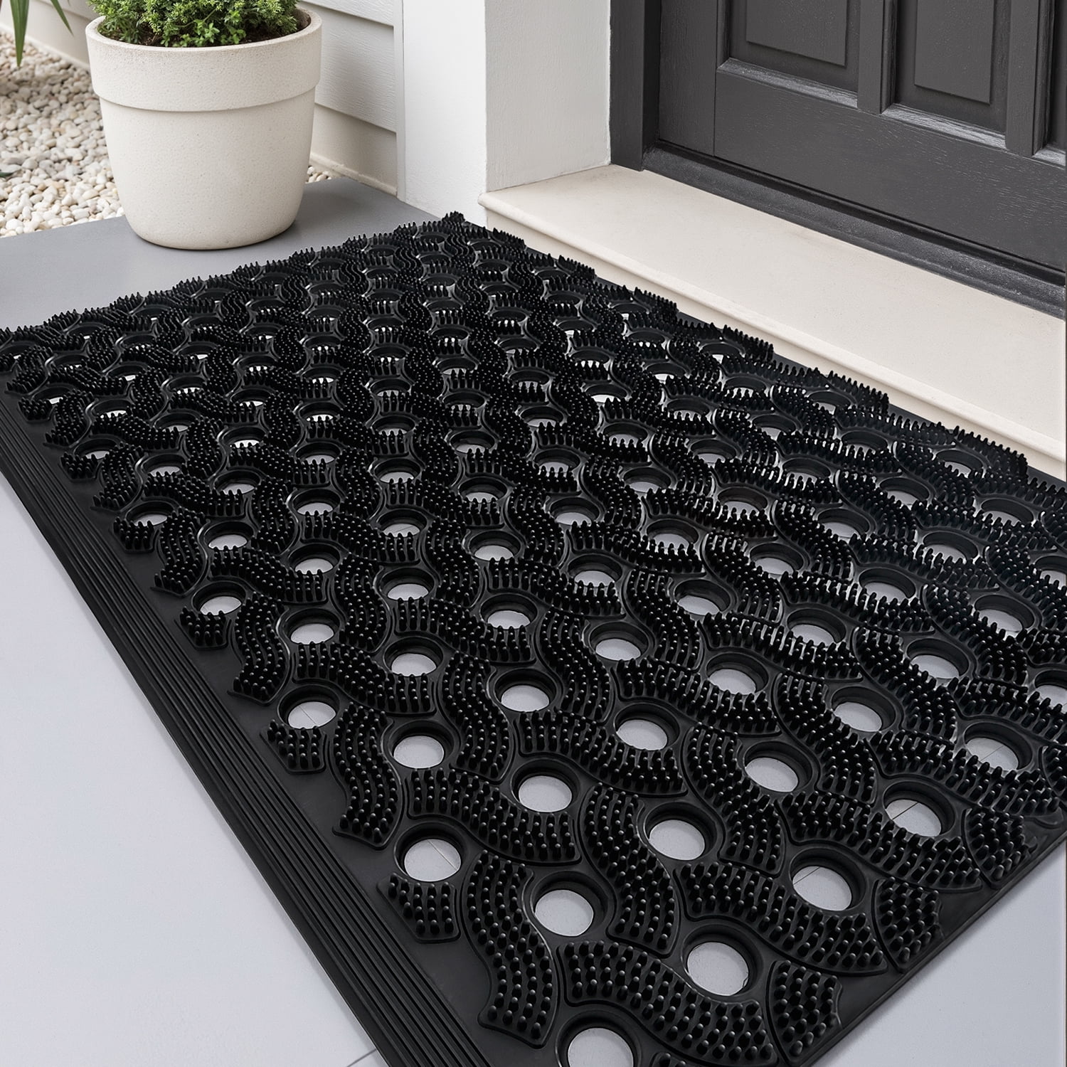 PABUBE Outdoor Doormat ,Durable Interlocking Welcome Mat, Dirt Trapper ...