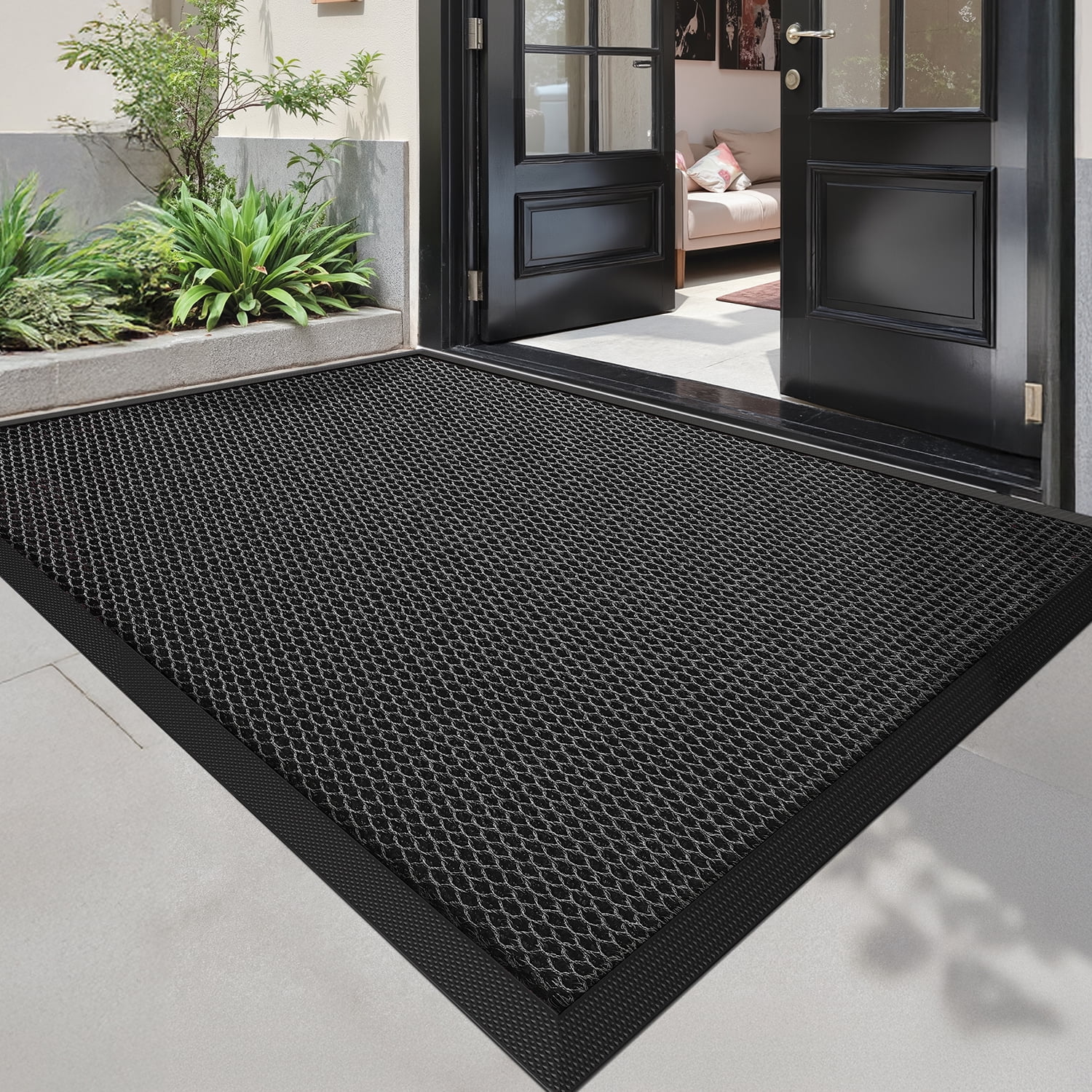PABUBE High Stretch Elastic Silk Outdoor Doormat, Quick-Dry & Heavy ...