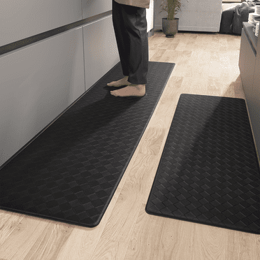 GALMAXS7 2 PCS Anti Fatigue Rugs Waterproof Floor Mat Cushioned Black ...