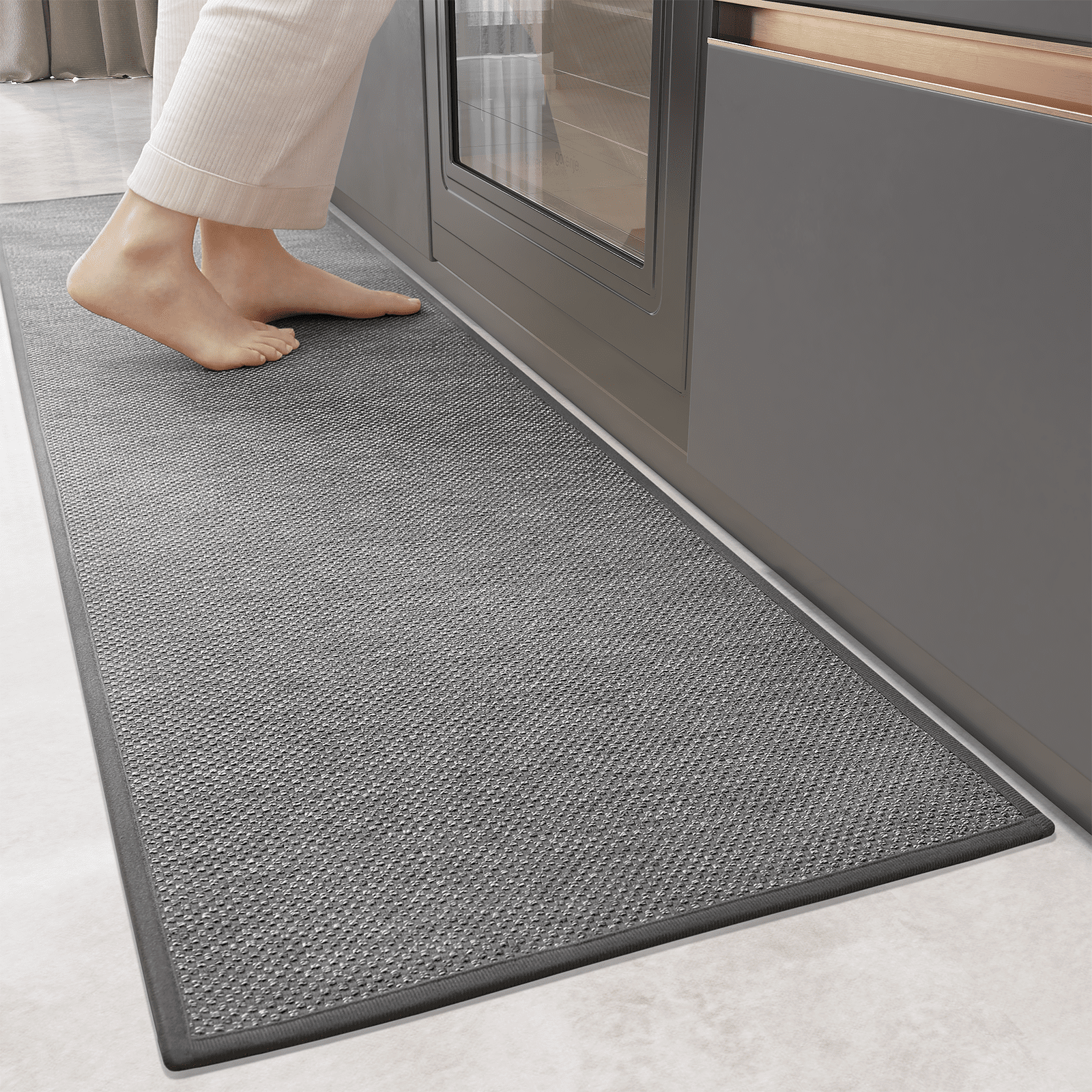 "PABUBE Non-Slip Long Kitchen Rug, Washable, Absorbent, Woven Runner ...
