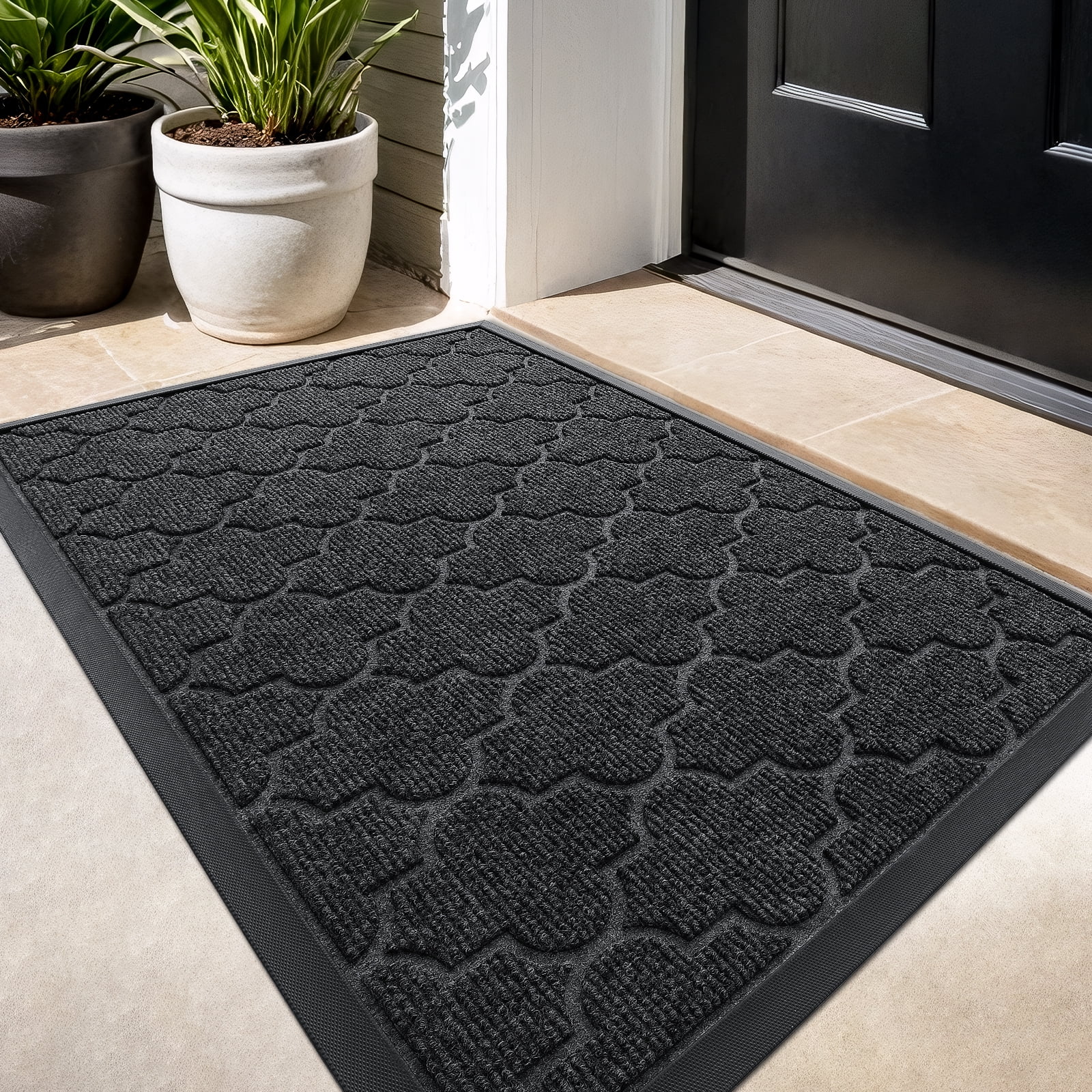 PABUBE Outdoor Door Mat Non Slip Backing Doormat,Low Profile Doormat ...