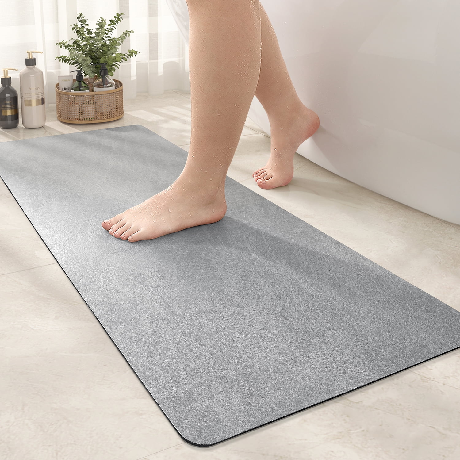 PABUBE Quick Dry Bath Mat, Non Slips Bathroom Rug Ultra Thin, Super ...