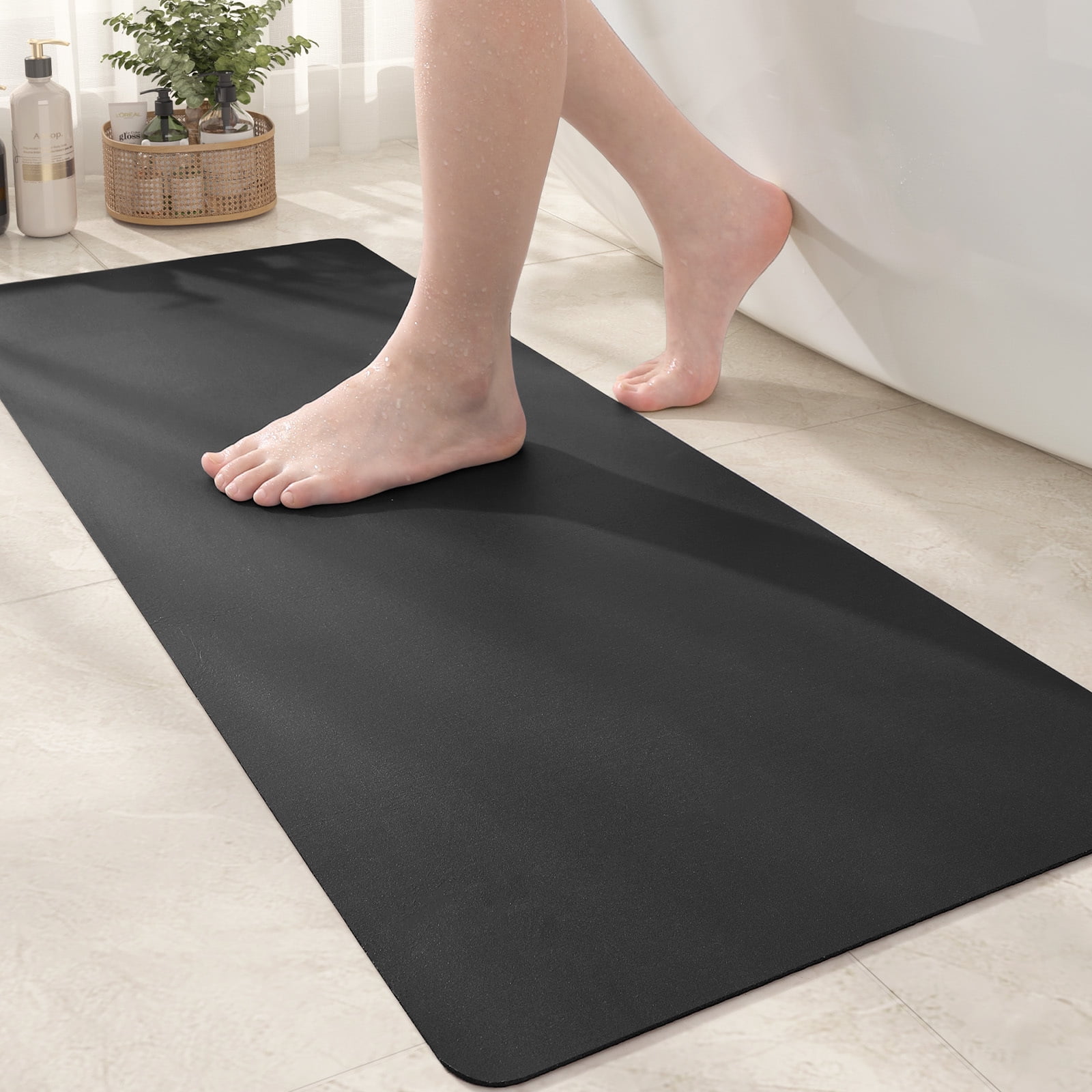 "PABUBE Quick Dry, Super Absorbent Anti-Slip Rubber Back Bath Mat for ...