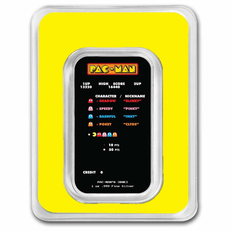 PAC-MAN Game Screen 1 oz Silver Colorized Bar - Walmart.com