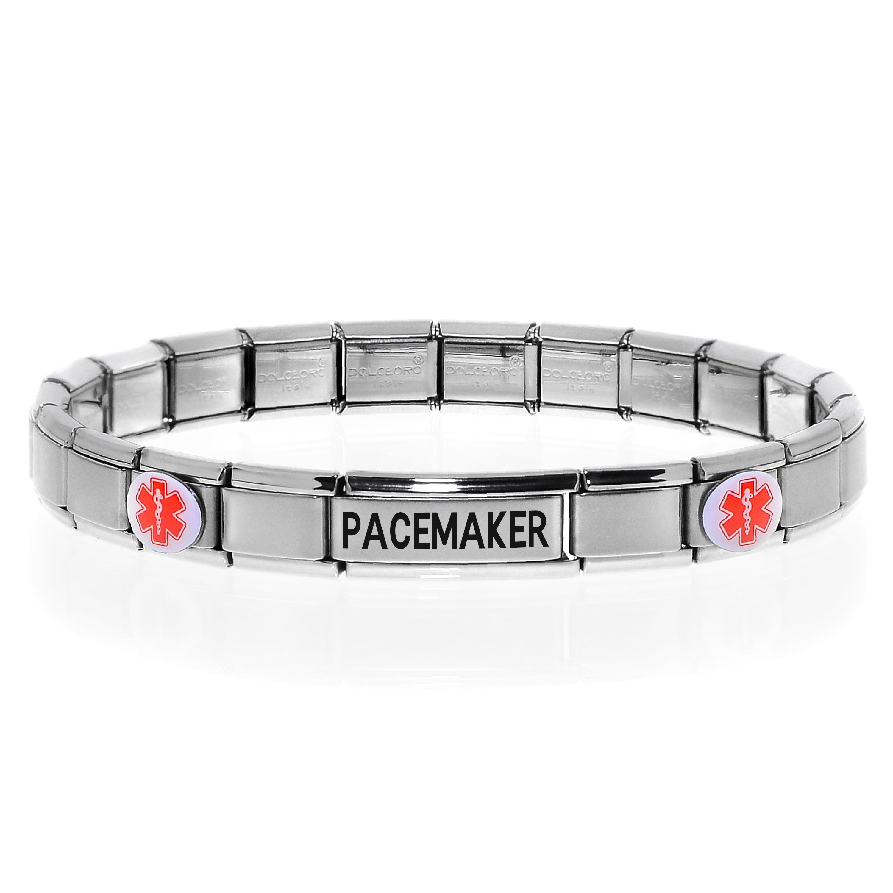 PACEMAKER Medical Alert ID Bracelet, Modular Charm Style - SIZE OPTION ...