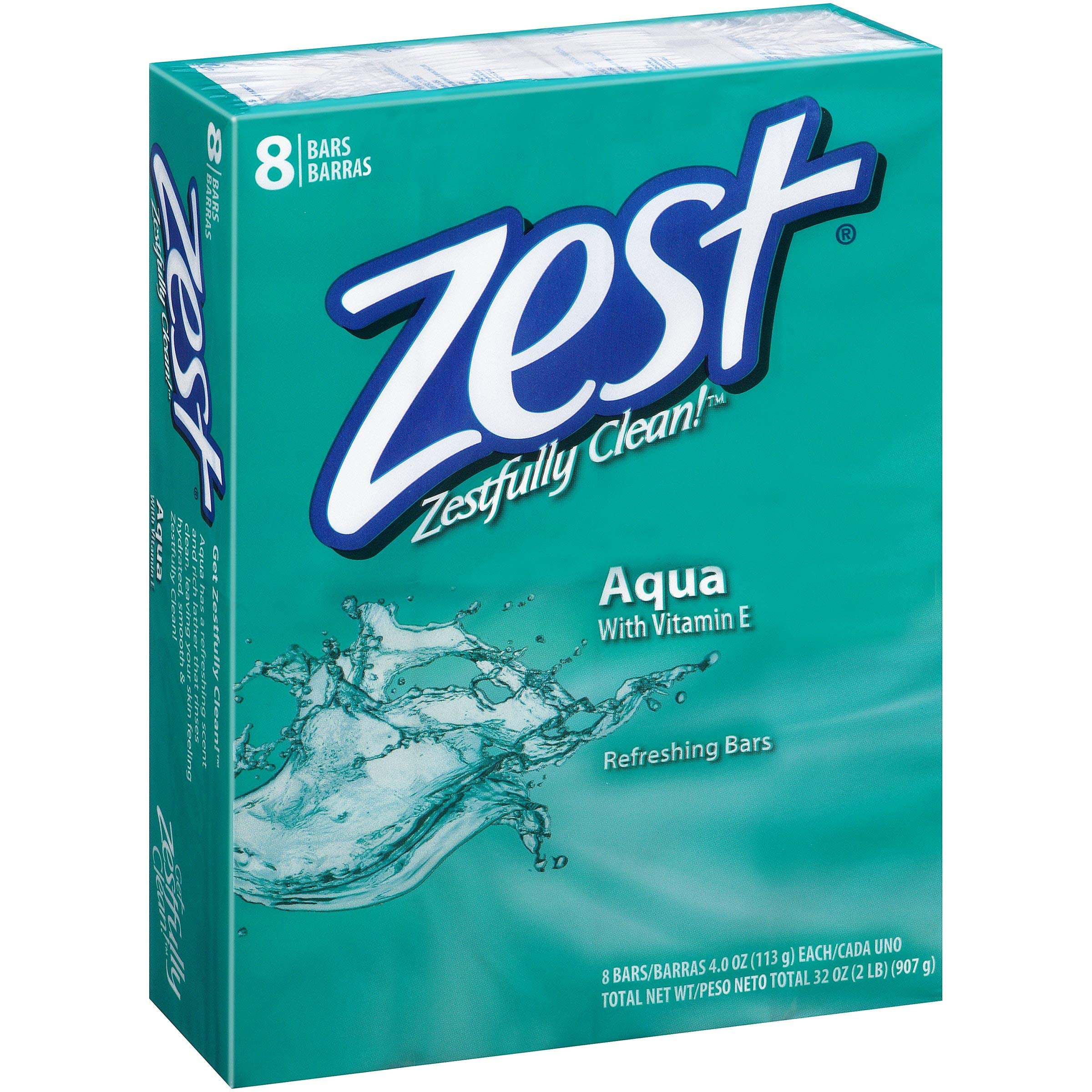(PACK OF 24 BARS) Zest AQUA Deodorant Bar Soap with Vitamin E. All-in ...