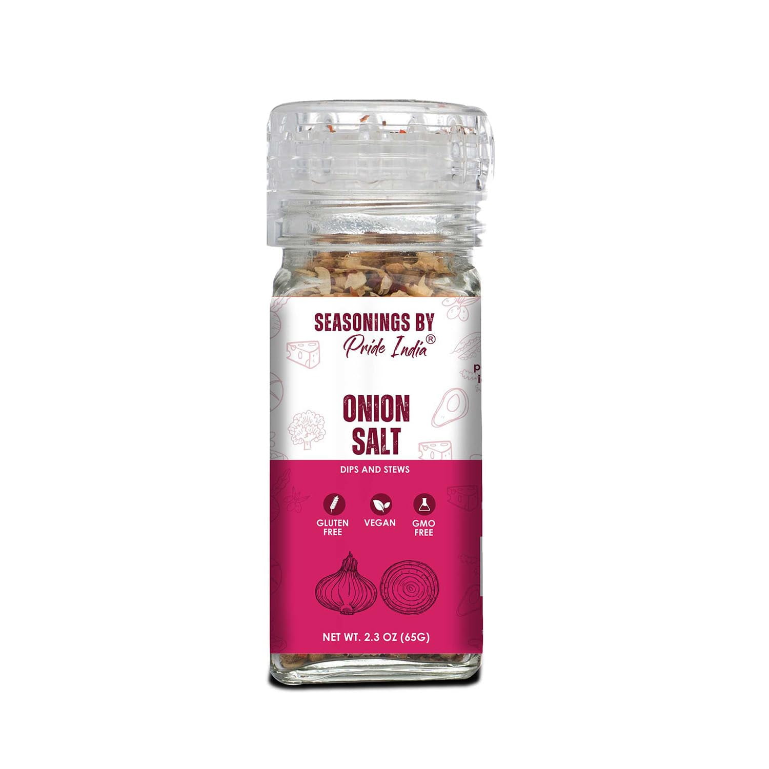 PACK of 6-Onion Salt 2.3 oz Convenient Grinder Cap Healthy Warm Toasty ...