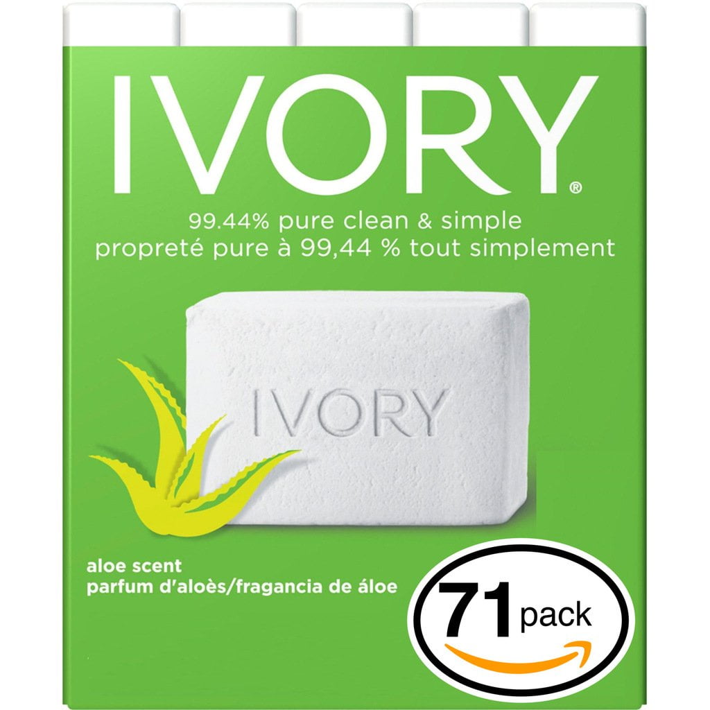 (PACK OF 71 BARS) Ivory ALOE SCENT Bar Soap for Men & Women. 99.44% ...