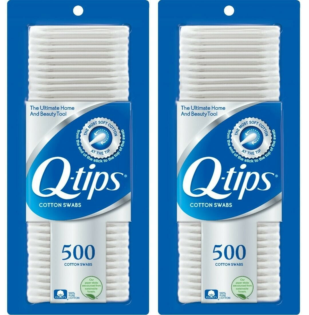 Q-tips Cotton Swabs, 500 Count, 100% Cotton, Pack of 2 - Walmart.com
