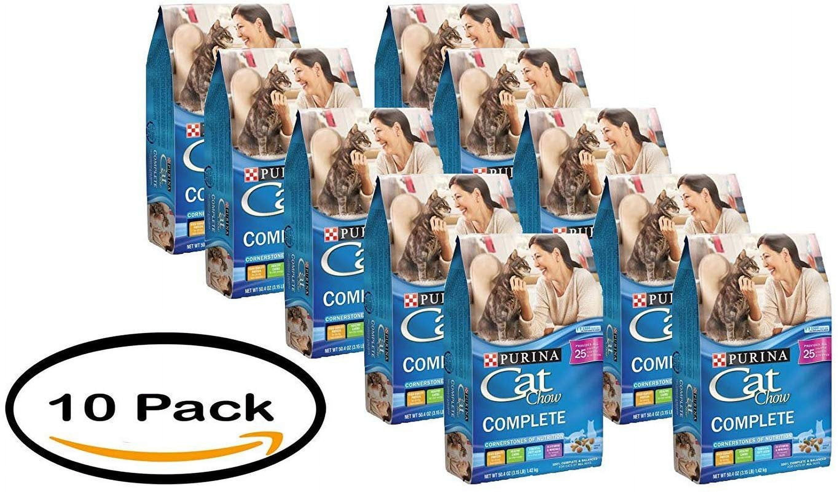 PACK OF 10 - Purina Cat Chow Complete Cat Food 3.15 lb. Bag - Walmart.com