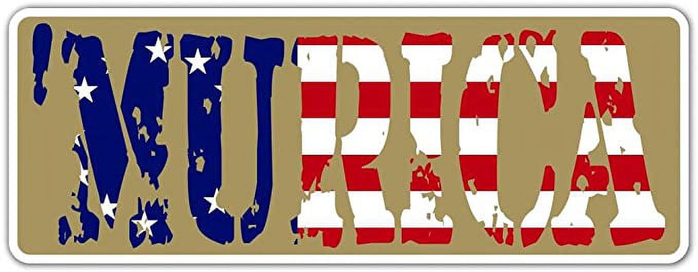 (PACK OF 10 STICKERS) US Flag Background ‘Murica Murica America Vinyl ...