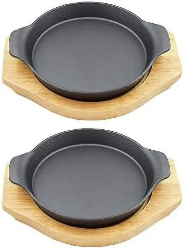 (PACK OF 2) Round Cast Iron Set W/Rubber Wood Underliner (8") - Walmart.com