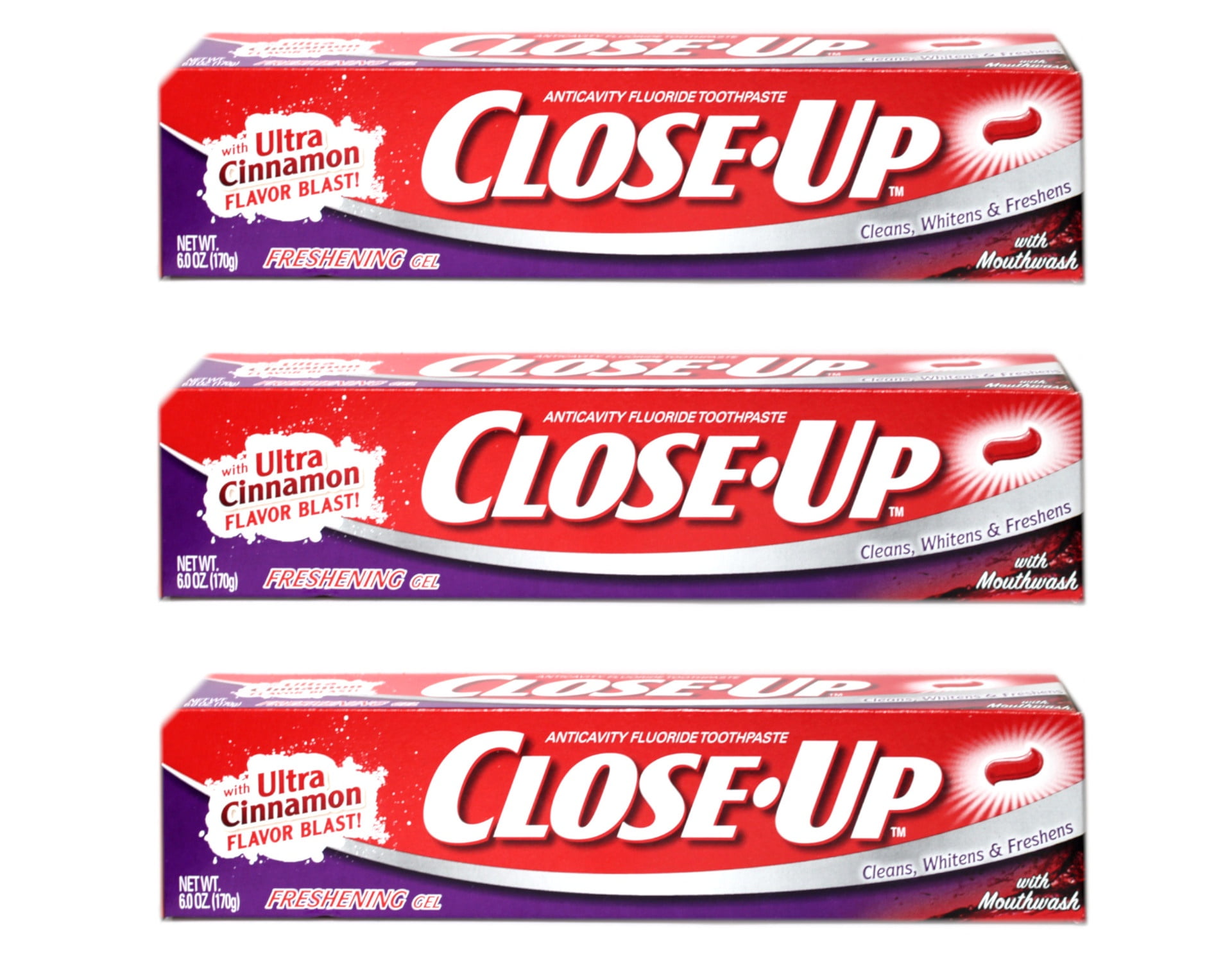 PACK OF 3 EACH CLOSE-UP RED GEL CINNAMON 6OZ PT#3320074102 - Walmart.com