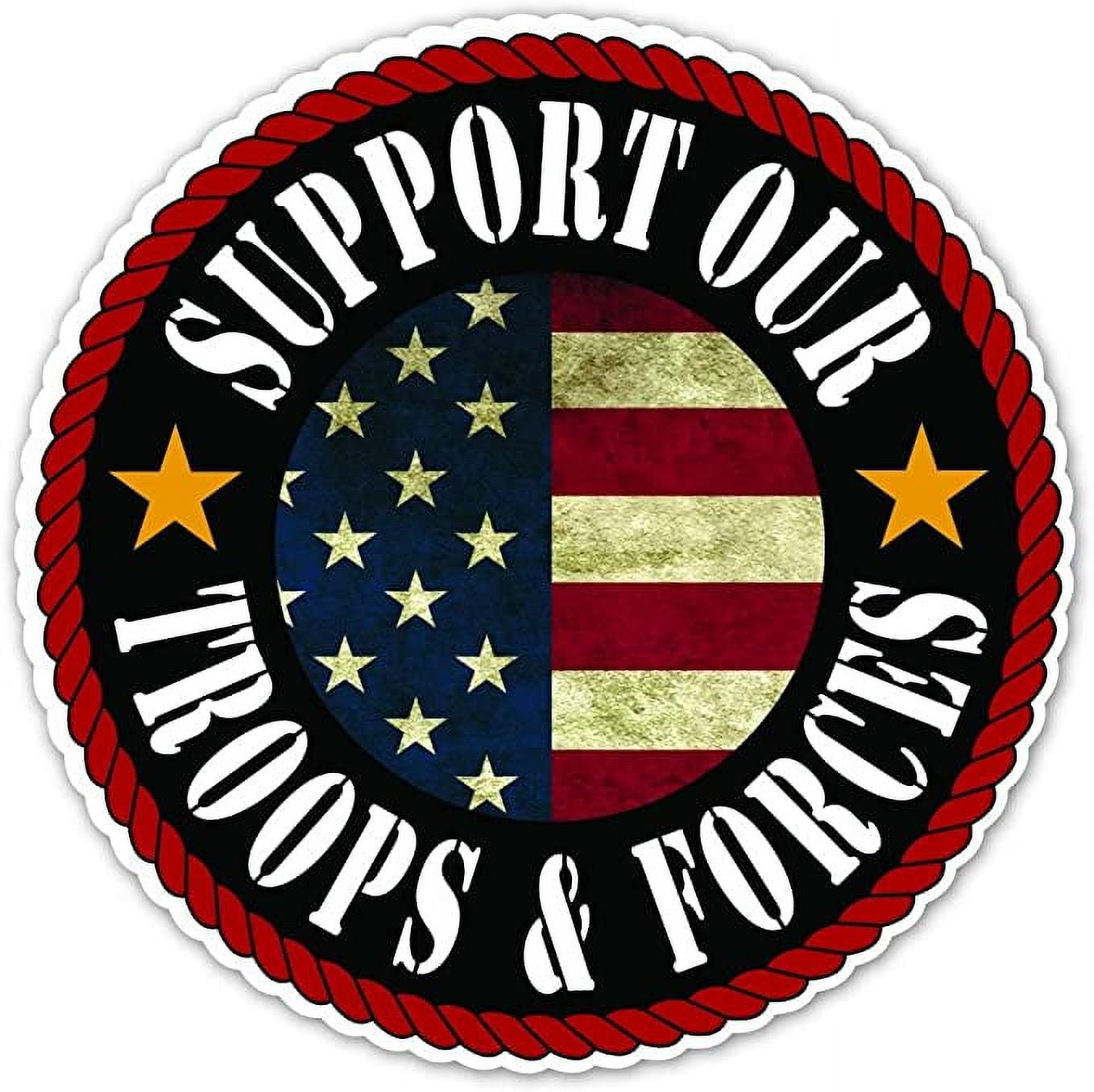 (PACK OF 5 STICKERS) Patriotic Message Support Our Troops and Forces ...