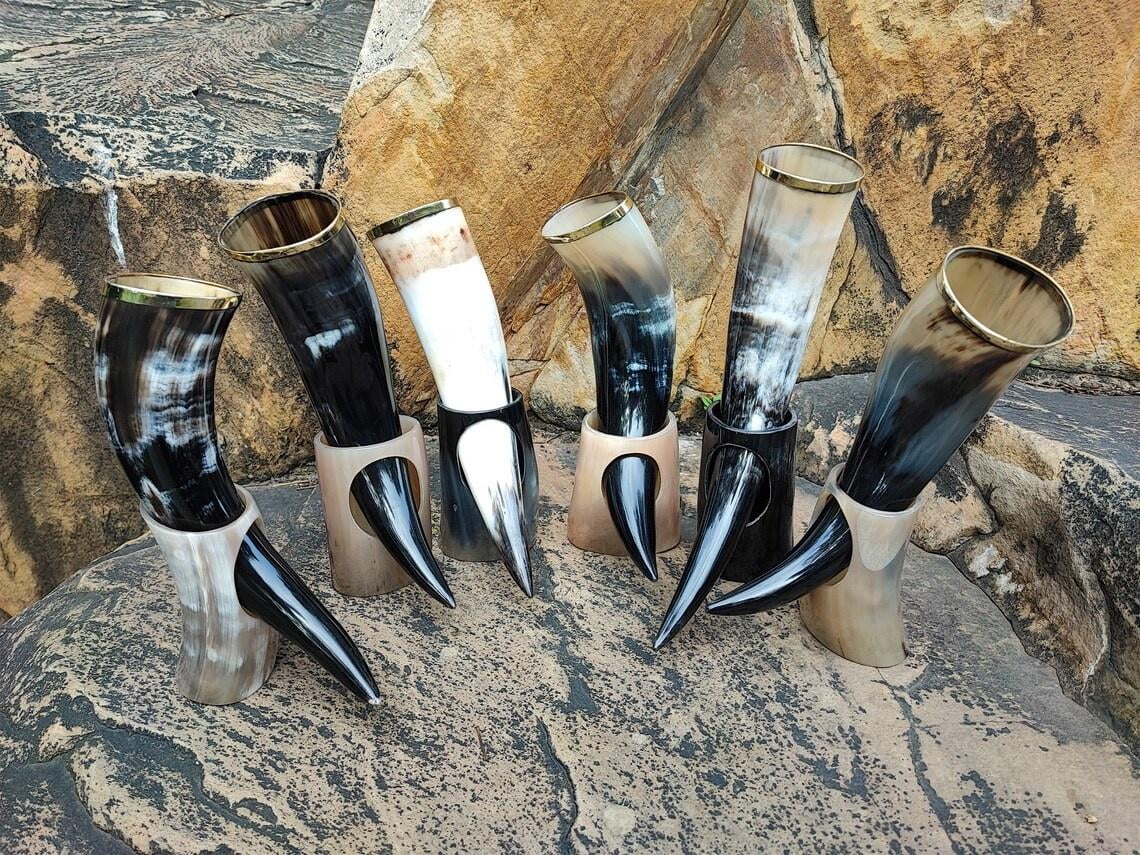 PACK OF 6 Viking Drinking Horn Mugs Drinking Horn Tankards Ale Mead ...