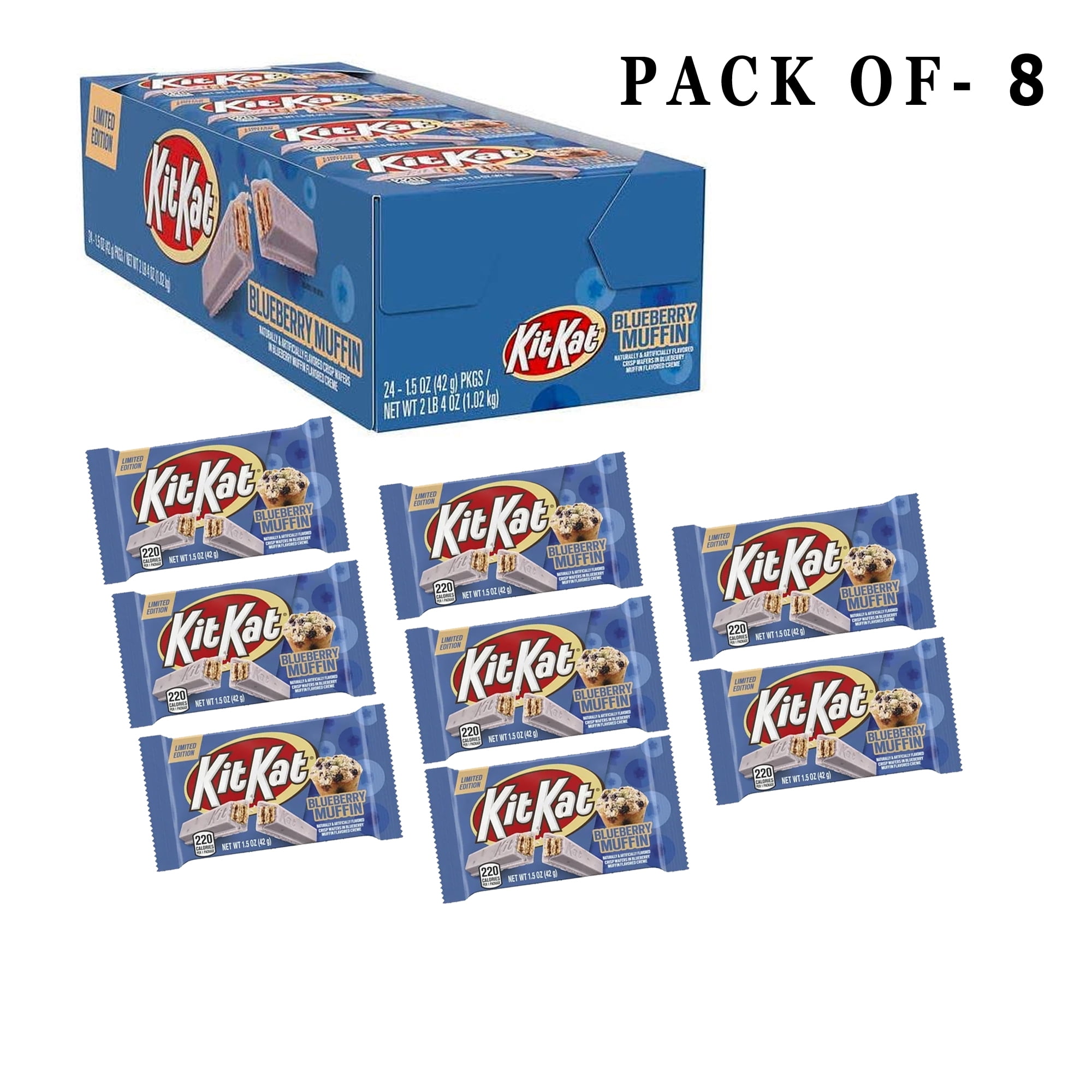 PACK OF 8 KIT-KAT BLUEBERRY MUFFIN LIMITED EDITION CANDY BAR | 1.5 OZ ...