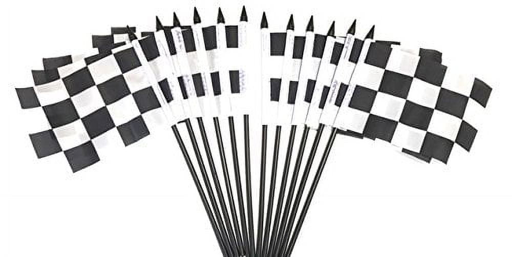 PACK of 12 4"x6" Black and White Checkered Miniature Desk & Table Flags ...