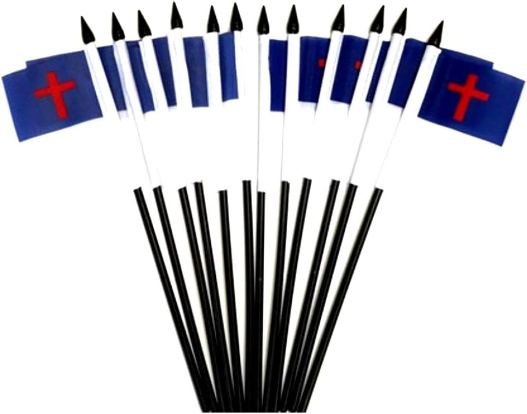 Pack of 12 4"x6" Christian Miniature Desk & Table Flags, 1 Dozen 4"x 6 ...