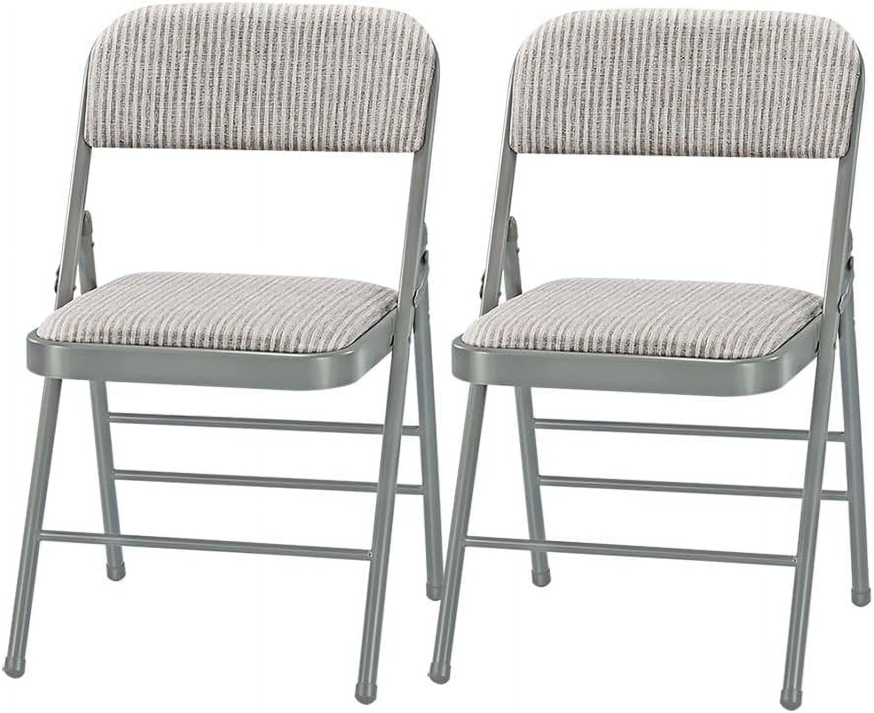 PACK of 2 (Fabric/Vinyl) Steel Frame Metal Foam Padded Folding Chairs ...