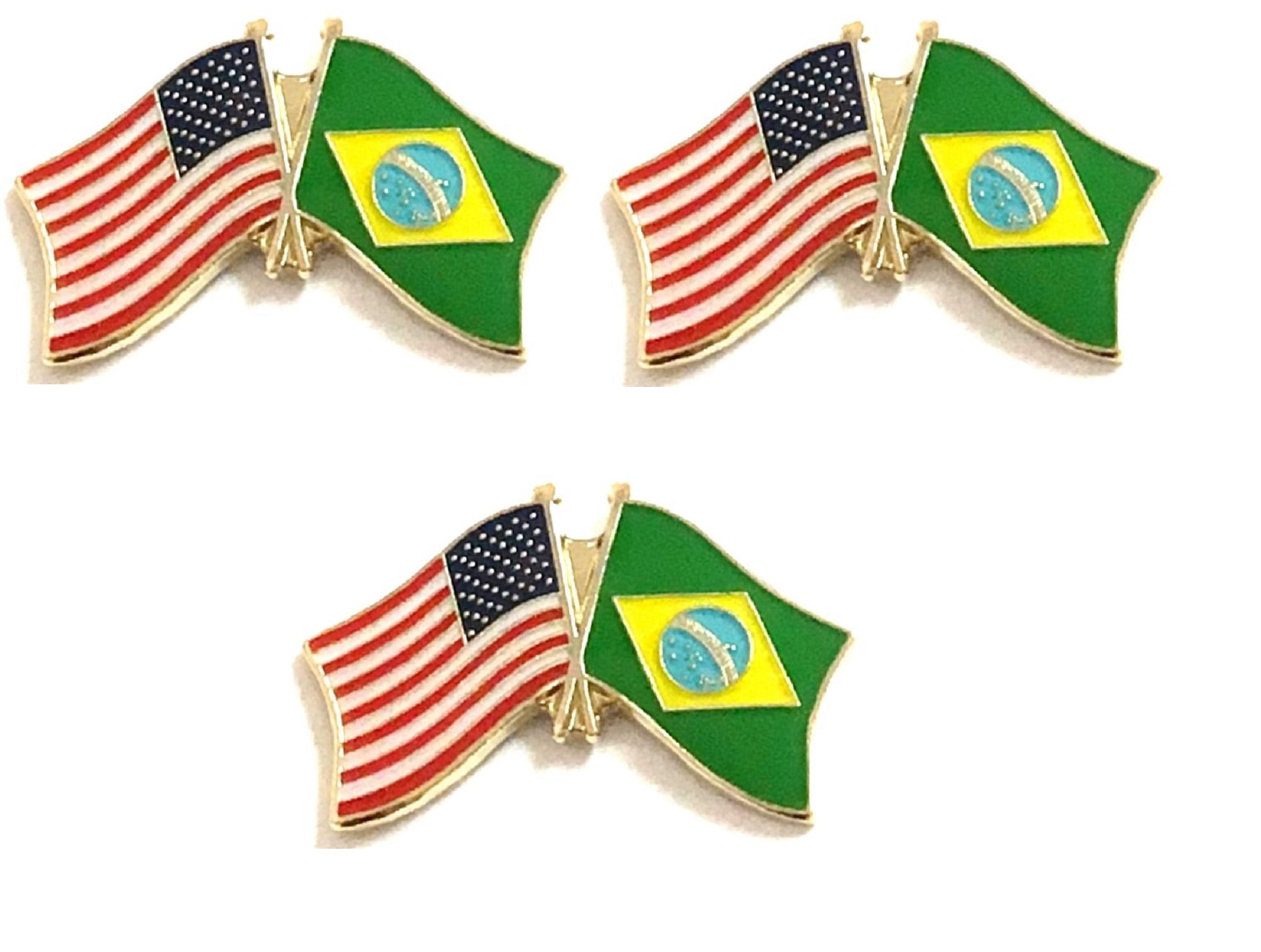 Brazil & US Crossed Flag Lapel Pins, Pack of 3 - Walmart.com