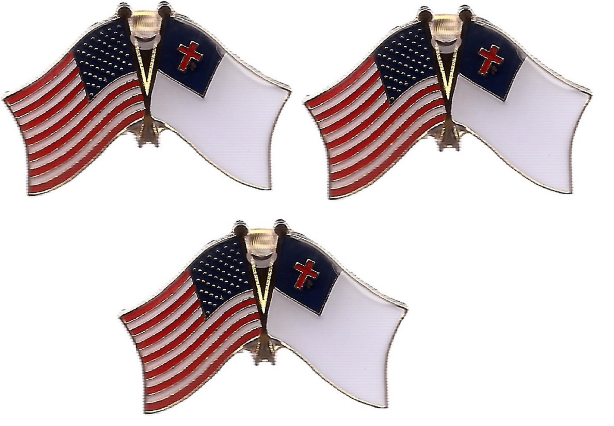 Christian & US Crossed Double Flag Lapel Pins, Pack of 3 - Walmart.com