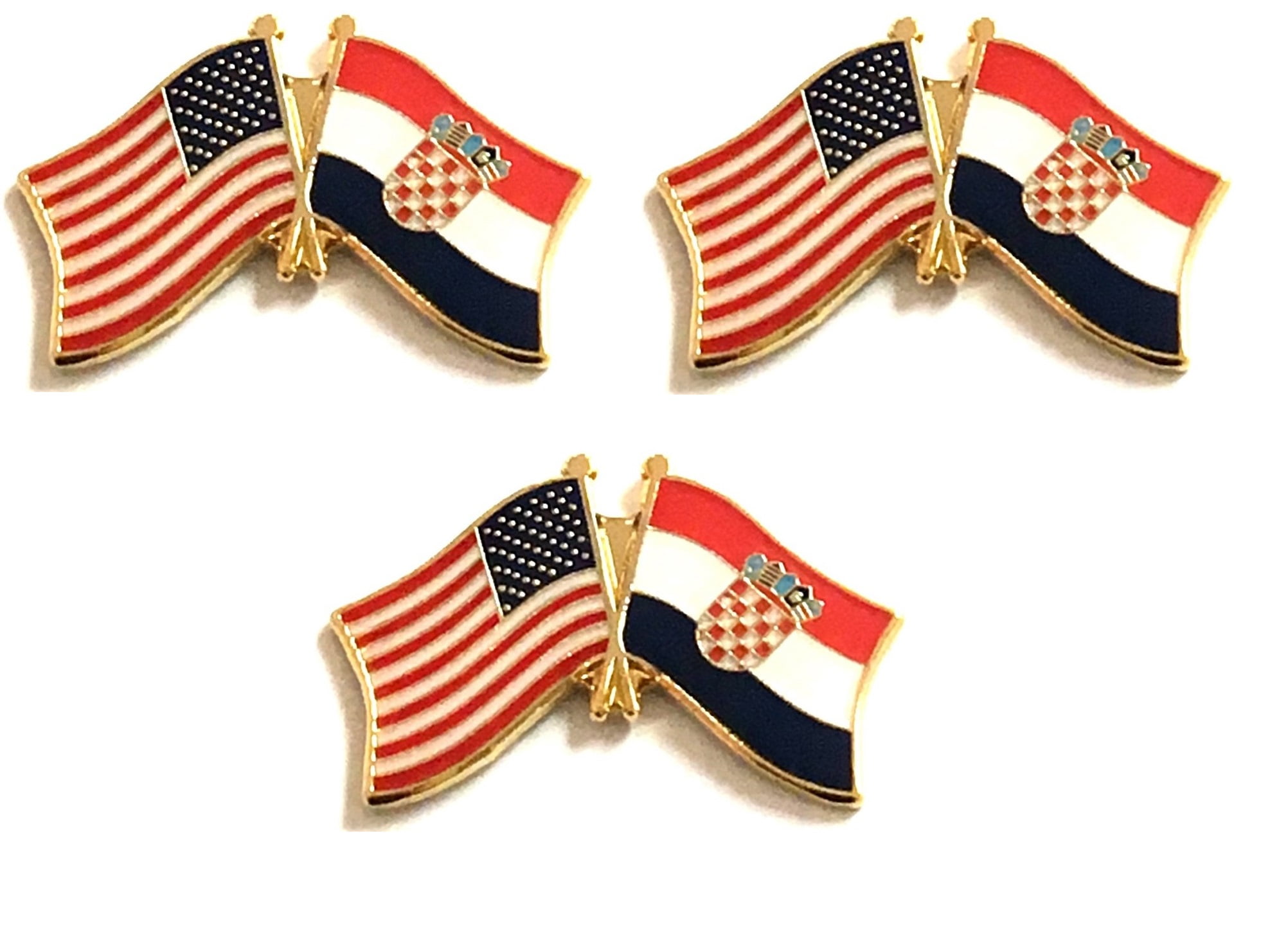 Croatia & US Crossed Double Flag Lapel Pins, Pack of 3 - Walmart.com