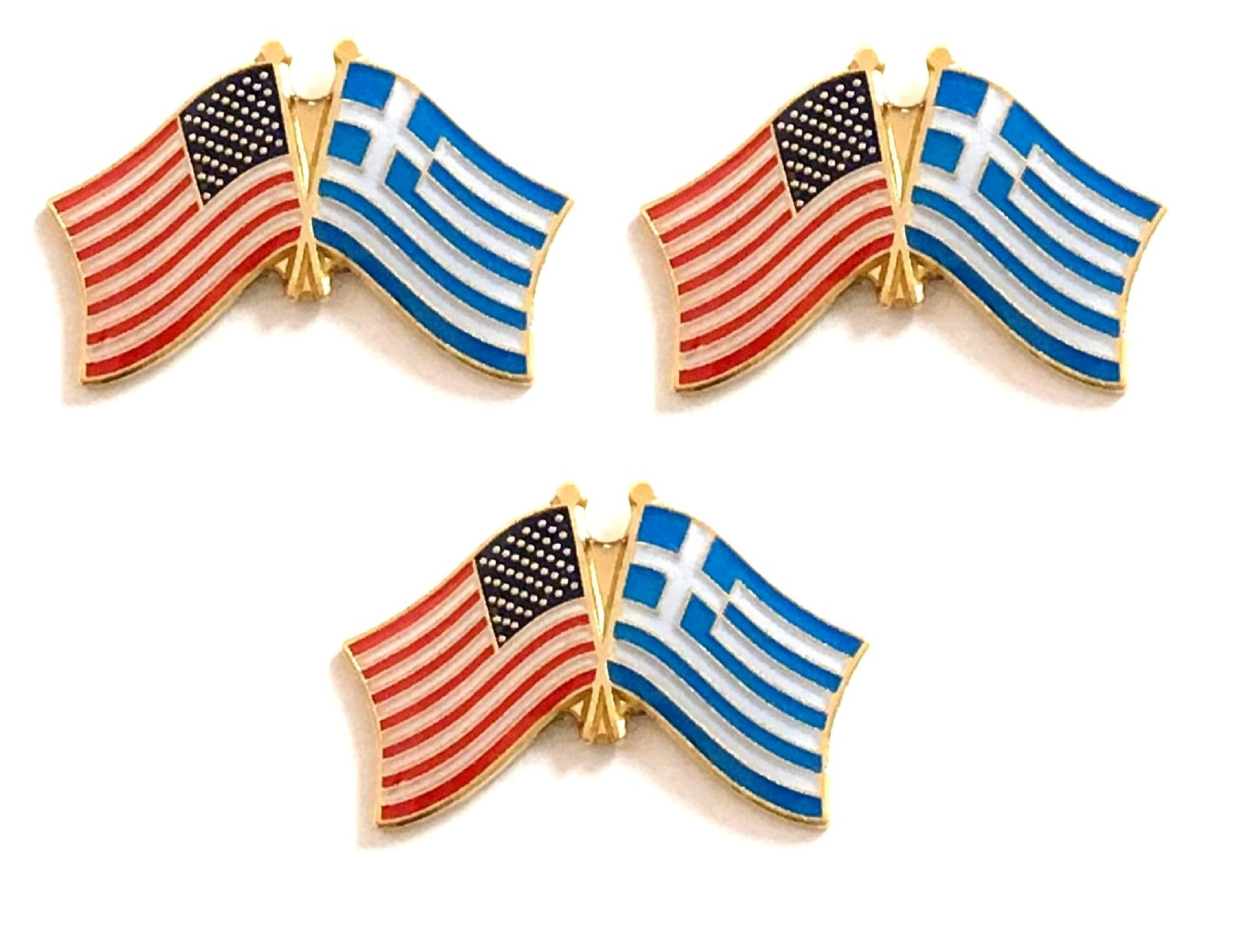 Greece & US Crossed Double Flag Lapel Pins, Pack of 3 - Walmart.com