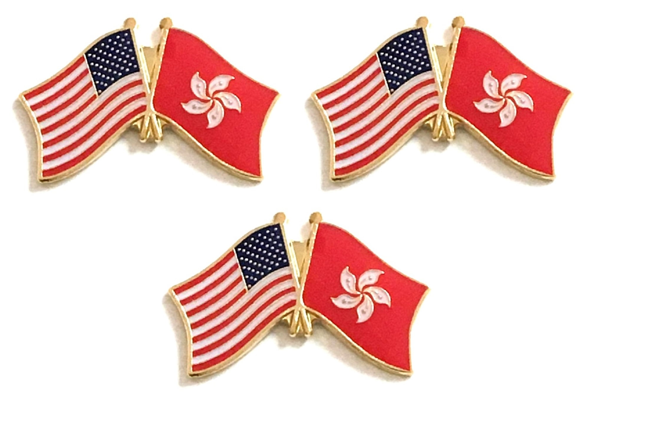 Hong Kong & US Crossed Double Flag Lapel Pins, Pack of 3 - Walmart.com