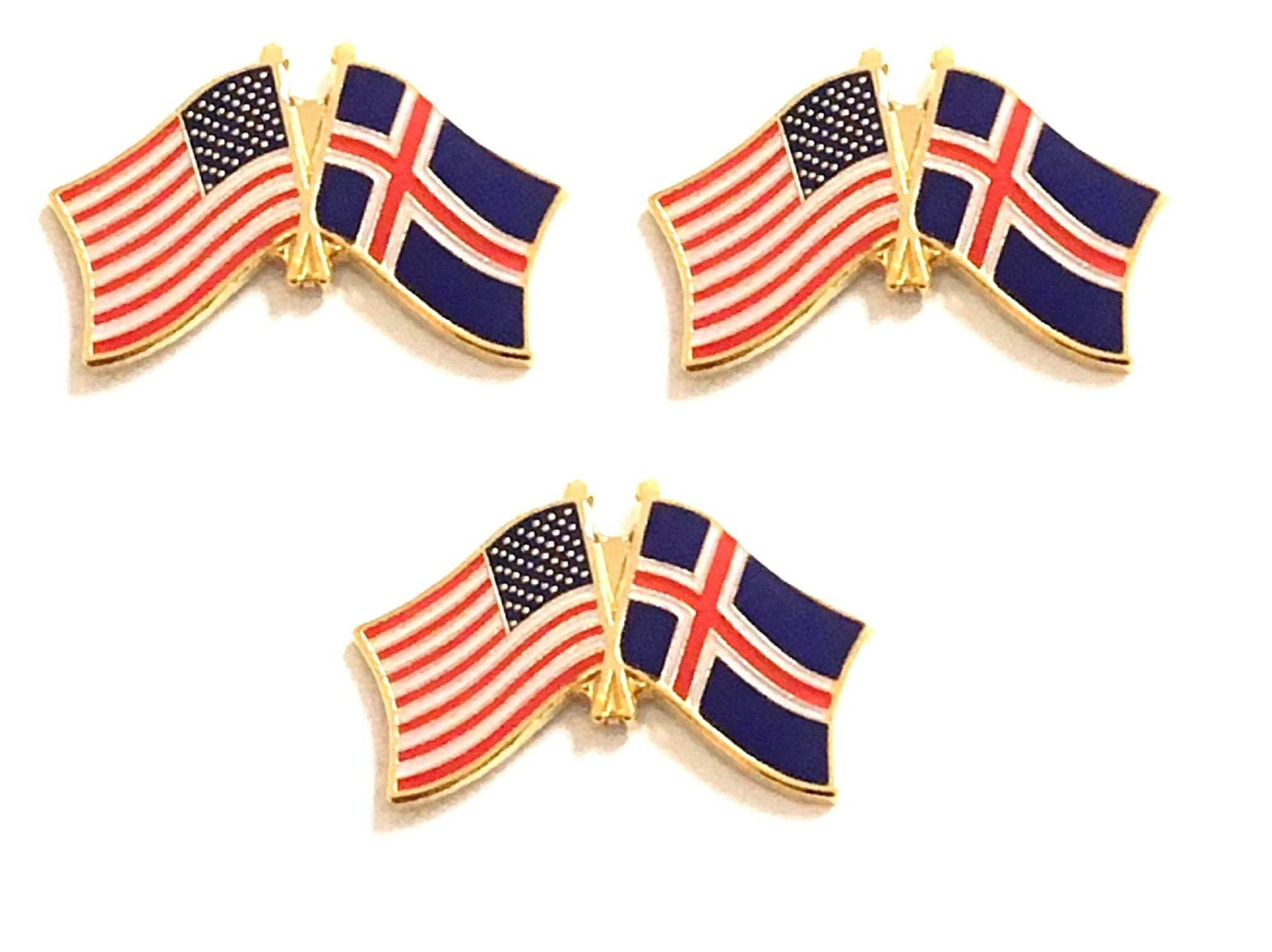 Iceland & US Crossed Double Flag Lapel Pins, Pack of 3 - Walmart.com