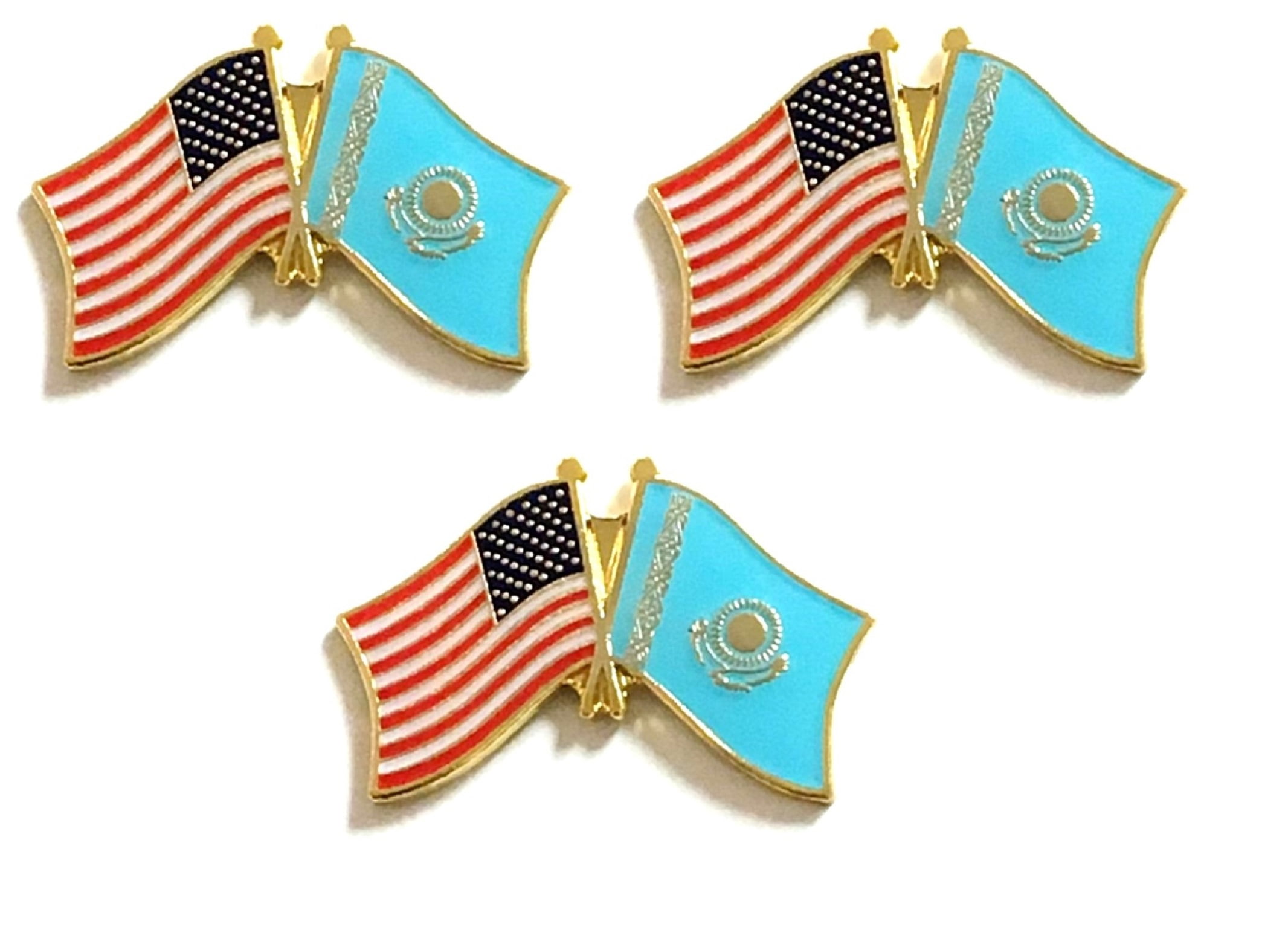 Kazakhstan & US Crossed Double Flag Lapel Pins, Pack of 3 - Walmart.com