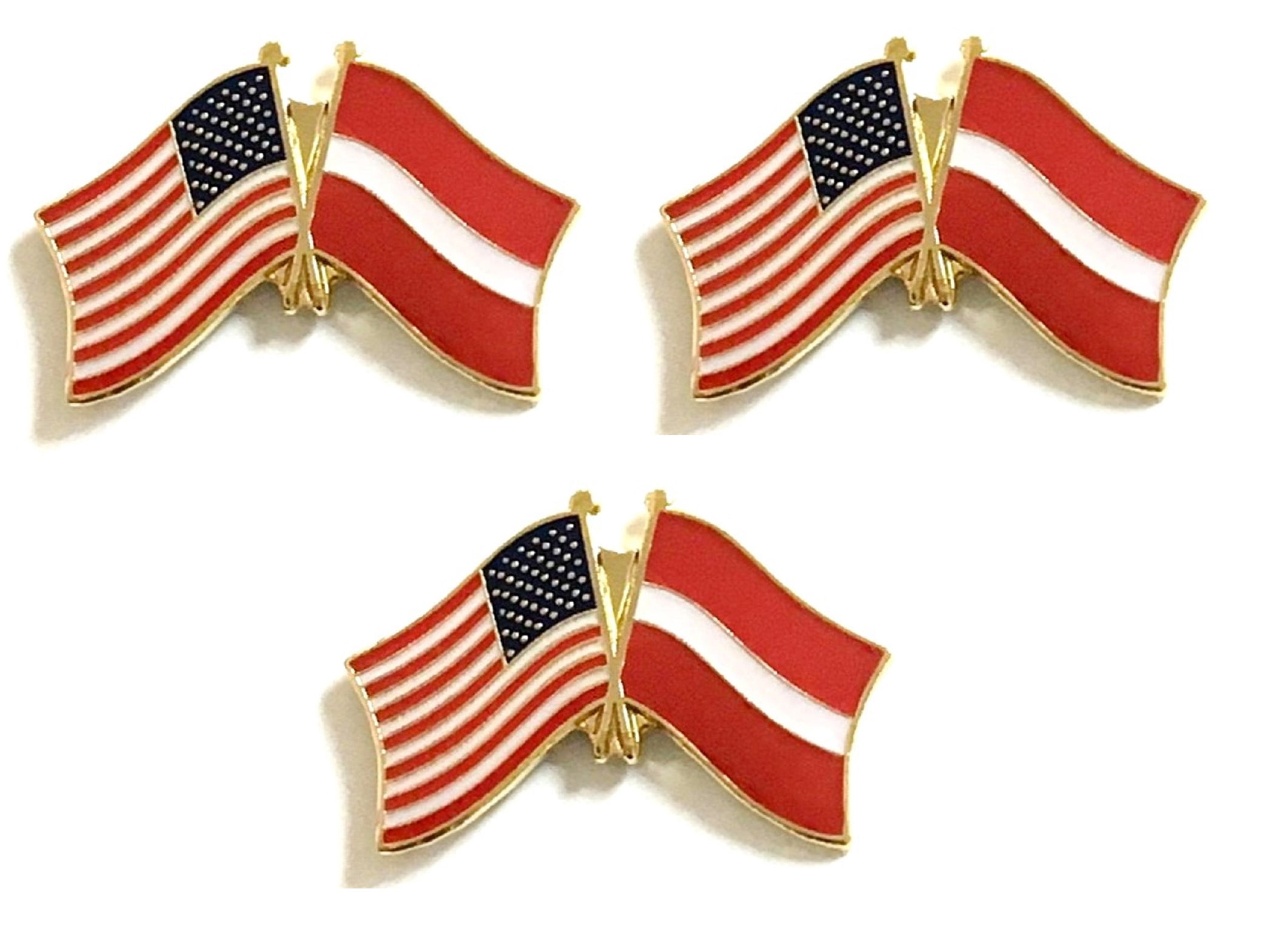 Latvia & US Crossed Double Flag Lapel Pins, Pack of 3 - Walmart.com