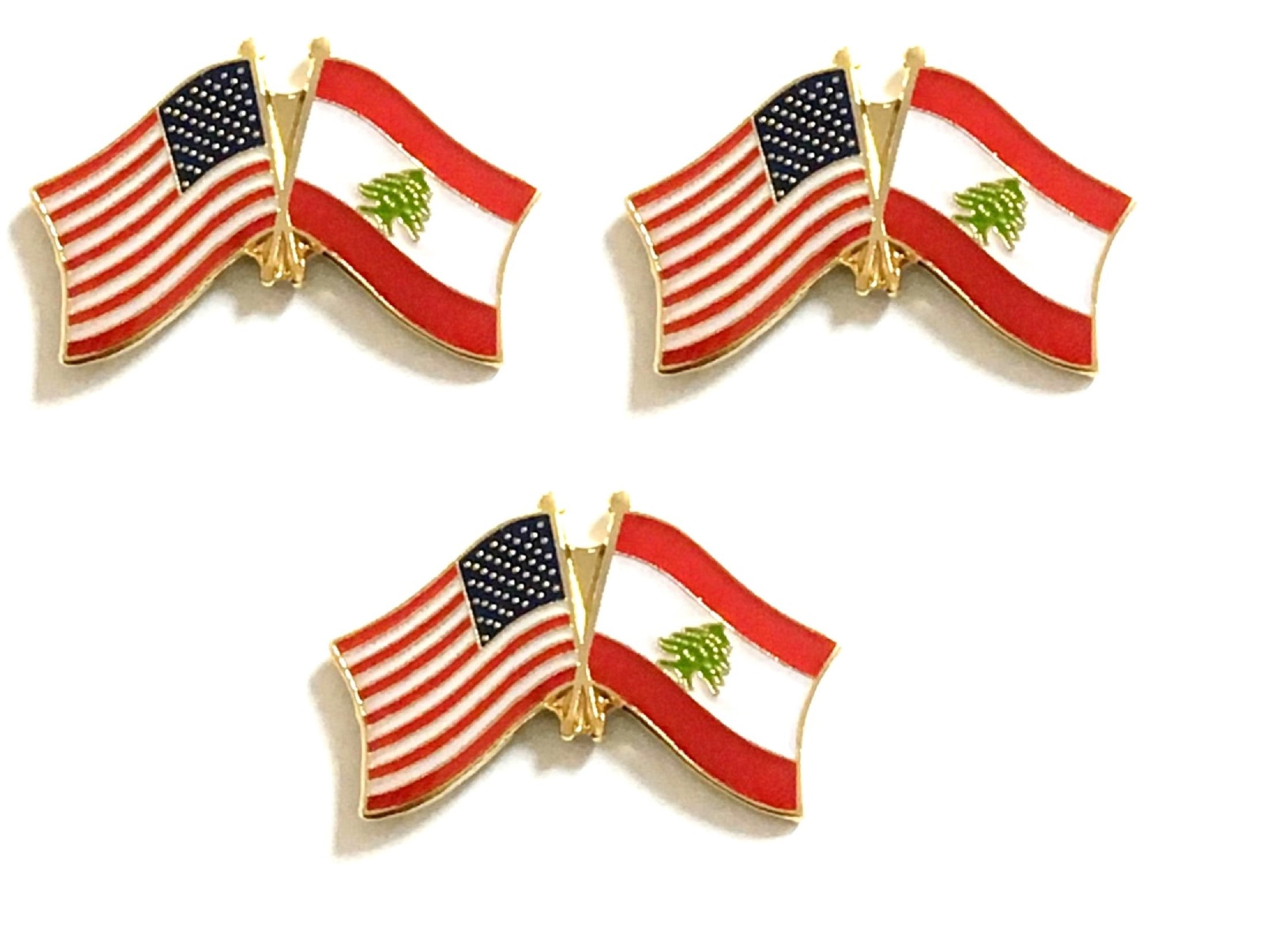 Lebanon & US Crossed Double Flag Lapel Pins, Pack of 3 - Walmart.com
