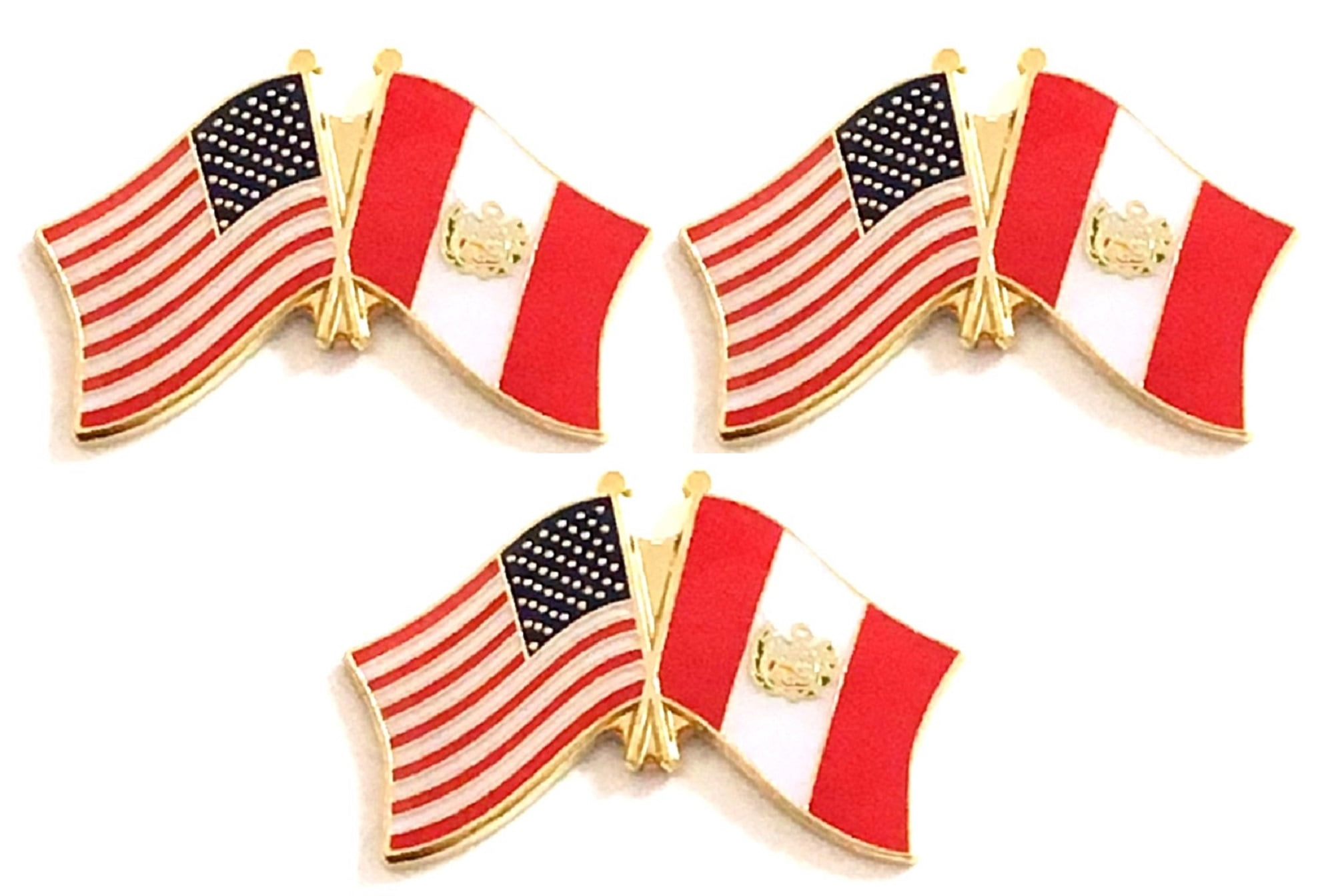 Peru & US Crossed Double Flag Lapel Pins, Pack of 3 - Walmart.com