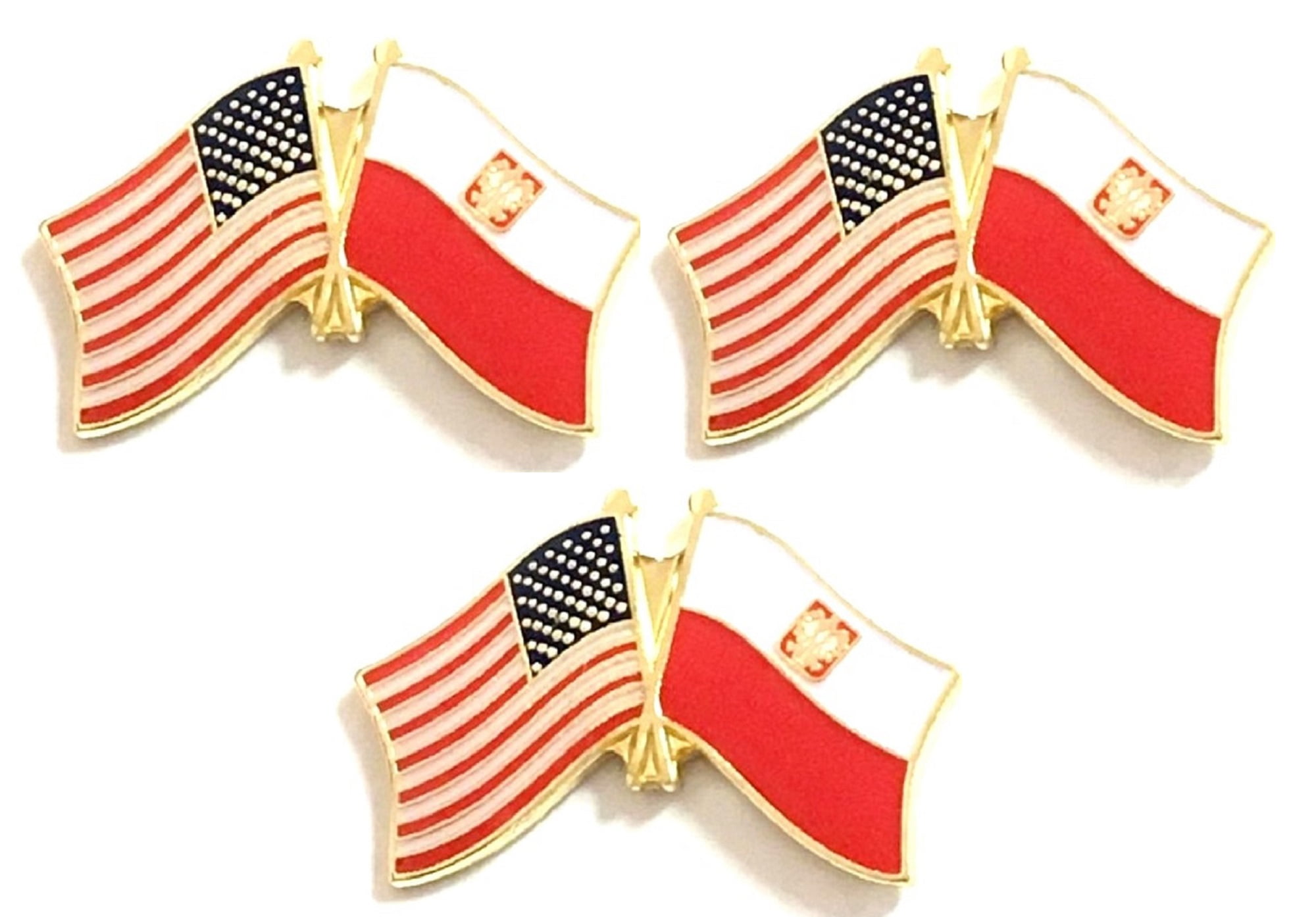 Poland Eagle & US Crossed Double Flag Lapel Pins, Pack of 3 - Walmart.com