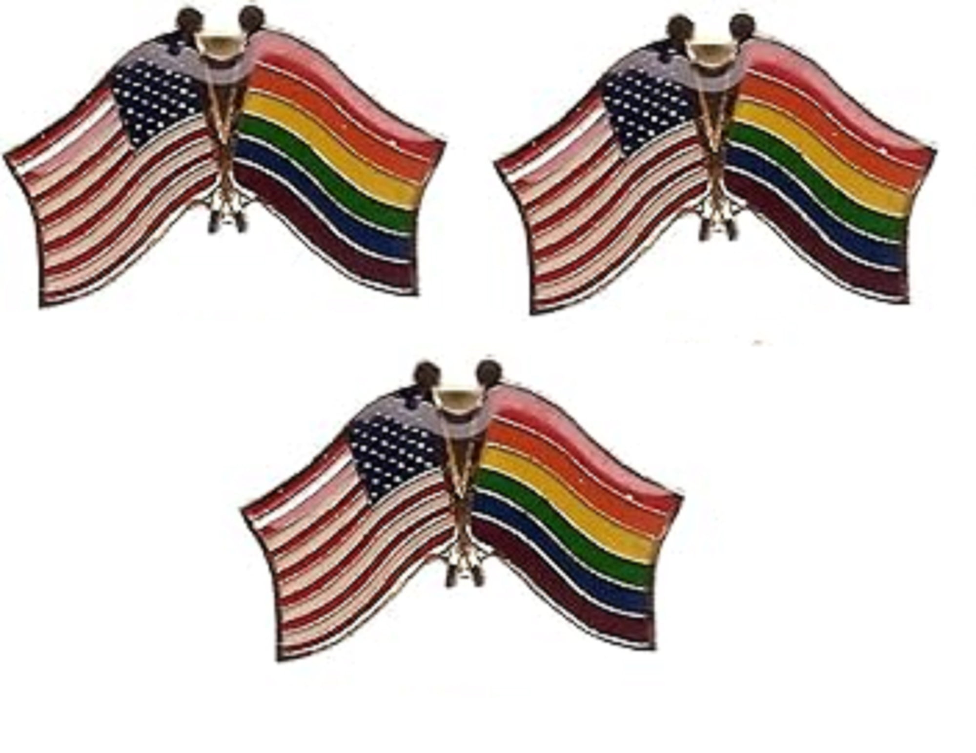 Rainbow & US Crossed Double Flag Lapel Pins, Pack of 3 - Walmart.com